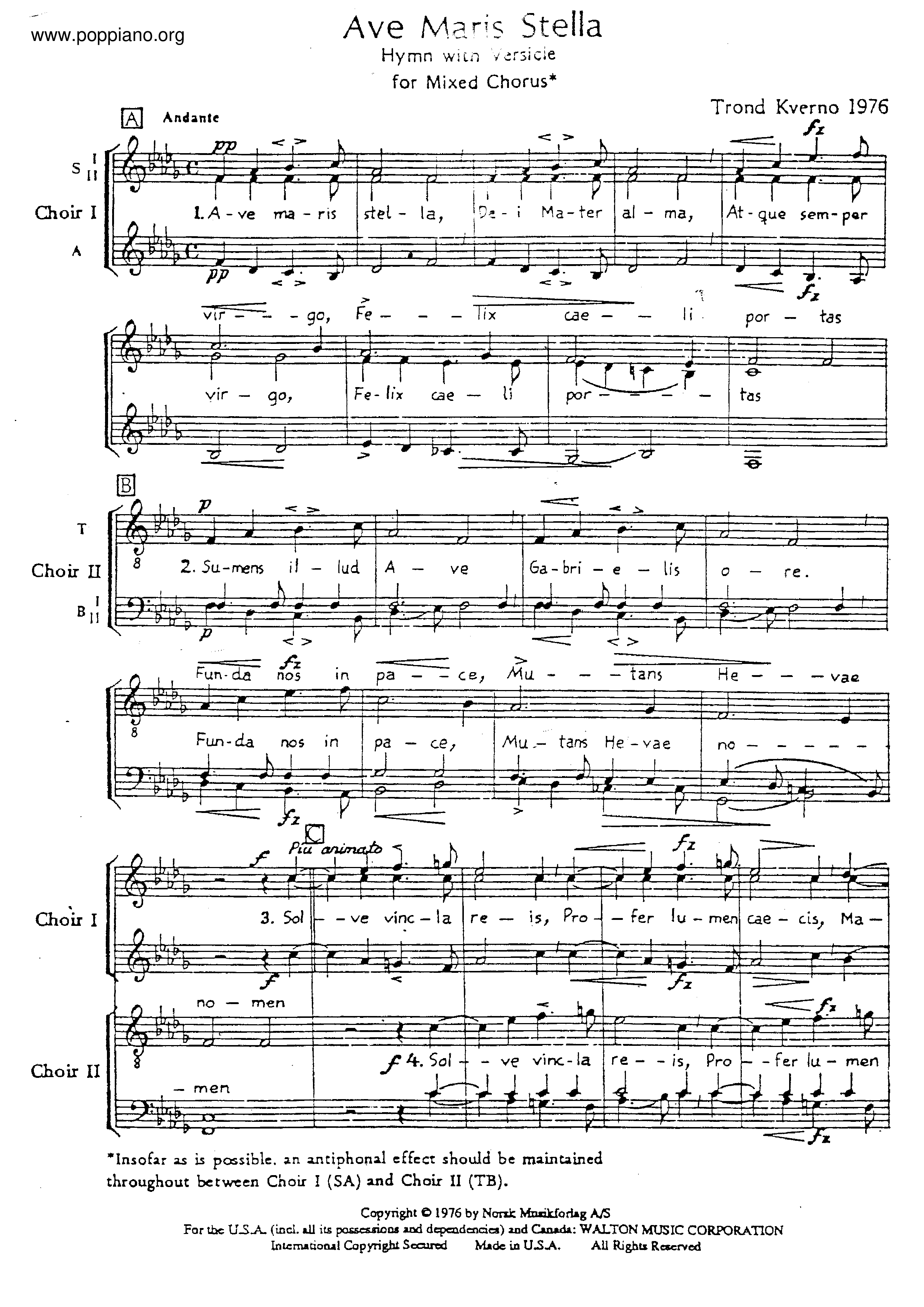 ave maris stella, s.34- PDF無料ピアノ譜 gakufu - 香港ポップピアノ協会 ★