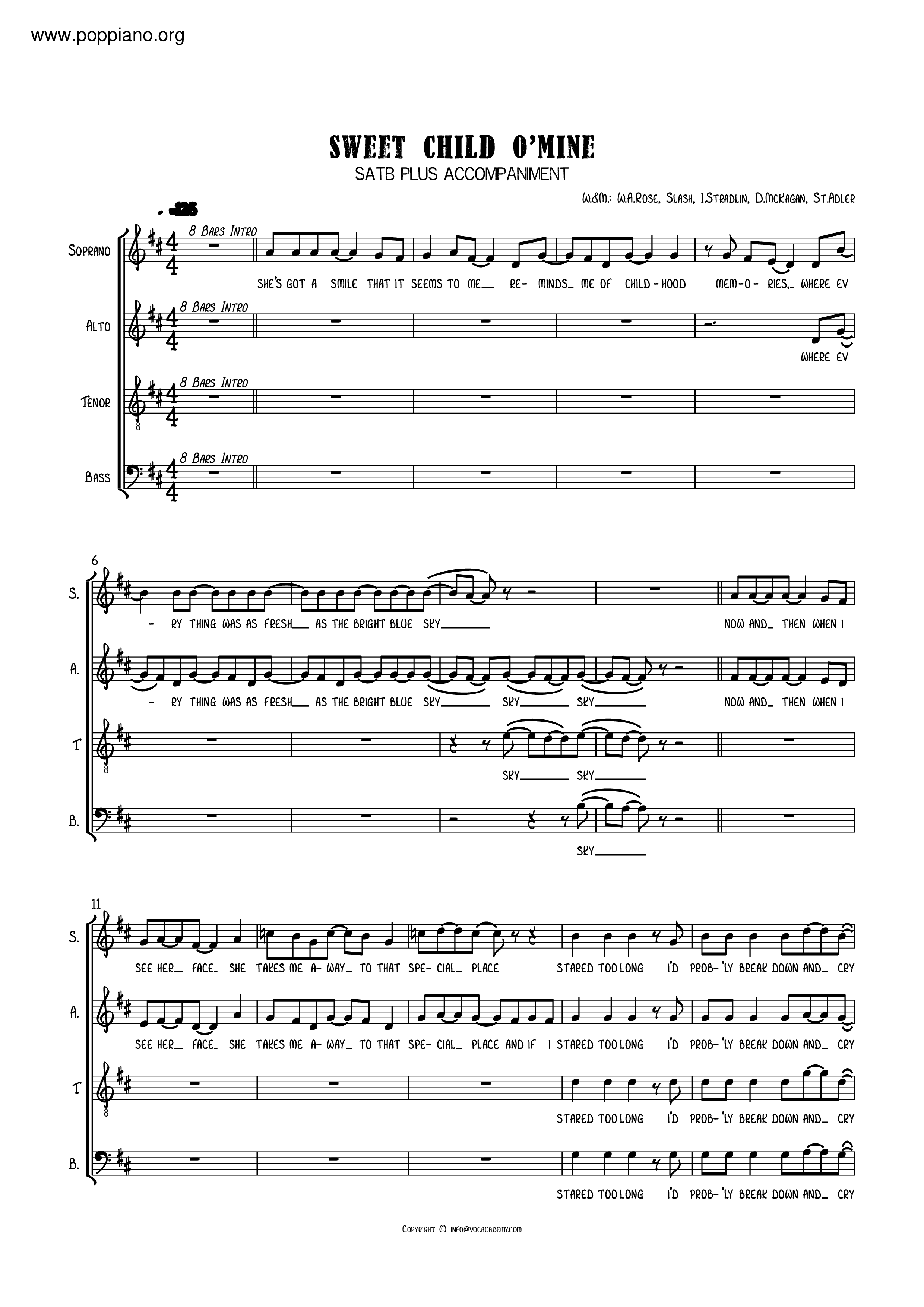 ★Metallica - Sweet Child O' Mine ピアノ譜pdf- 香港ポップピアノ協会 無料PDF楽譜ダウンロード gakufu