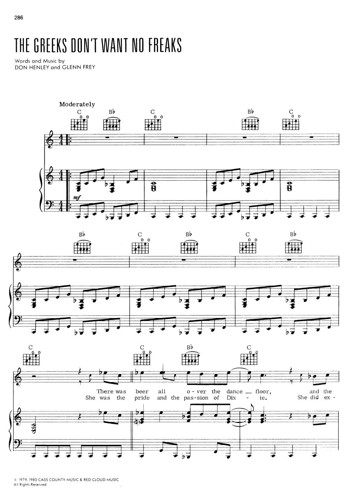 Eagles-The Greeks Don't Want No Freaks Sheet Music pdf, - Free Score ...