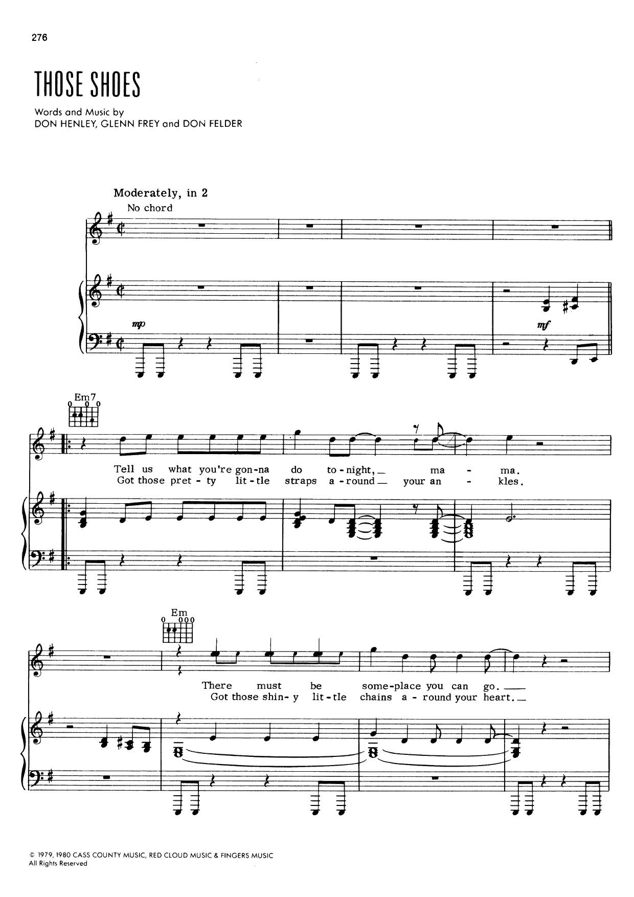 Eagles-Those Shoes 琴譜pdf-香港流行鋼琴協會琴譜下載 ★