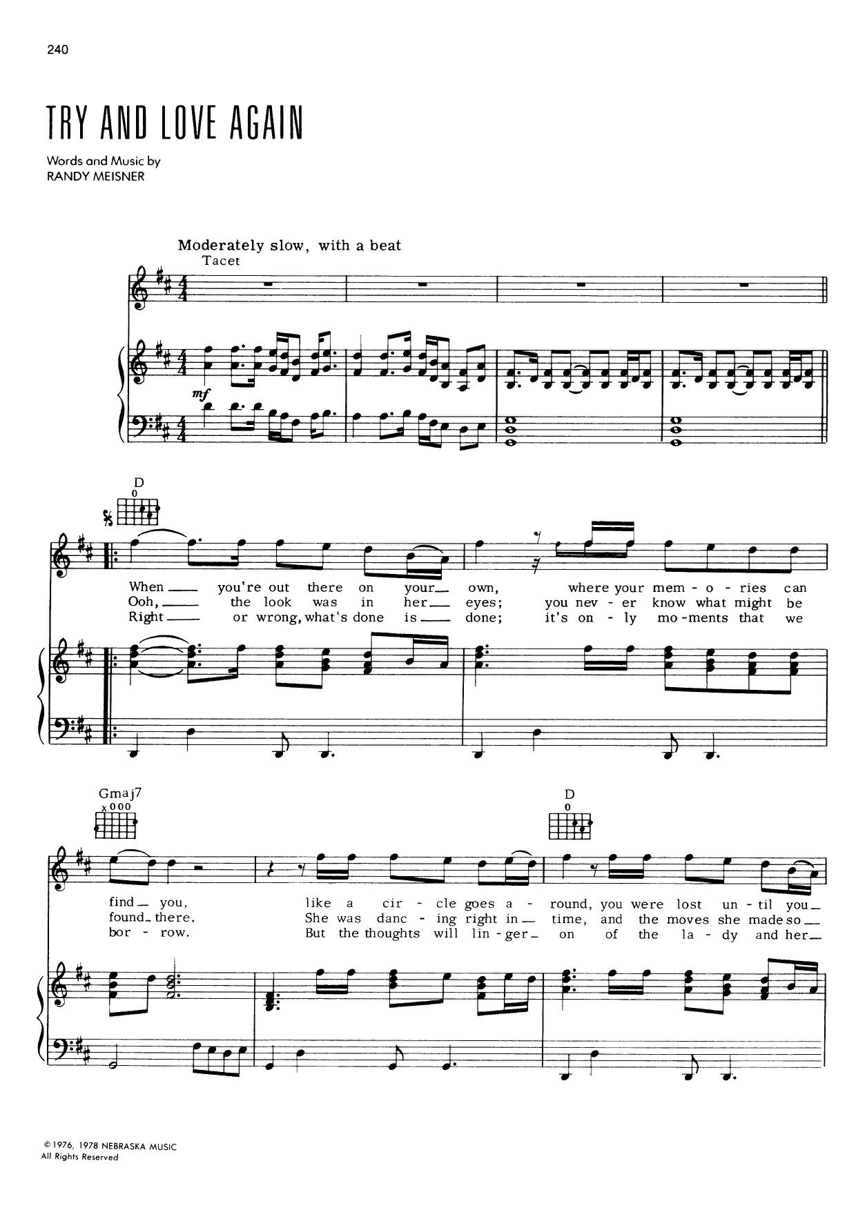 Eagles-Try And Love Again Sheet Music pdf, - Free Score Download ★