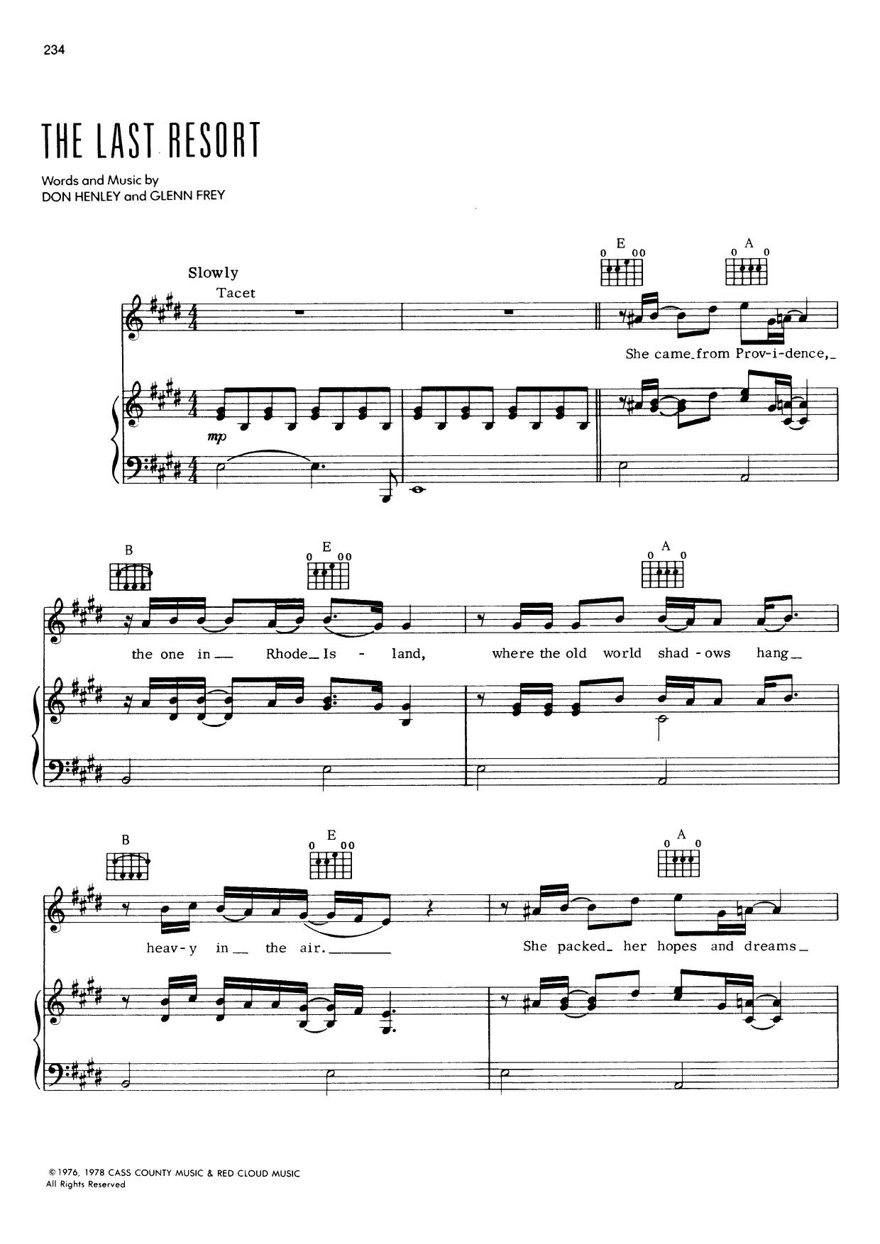 Eagles-The Last Resort Sheet Music pdf, - Free Score Download ★