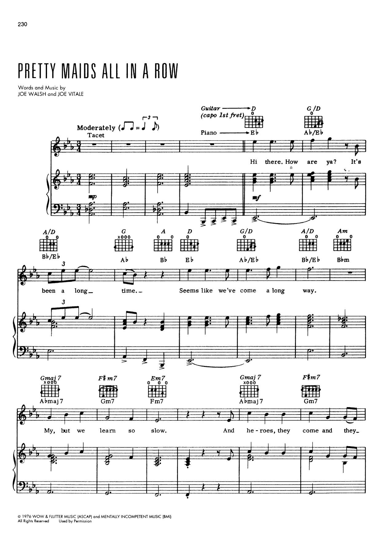 Eagles-Pretty Maids All In A Row Sheet Music pdf, - Free Score Download ★