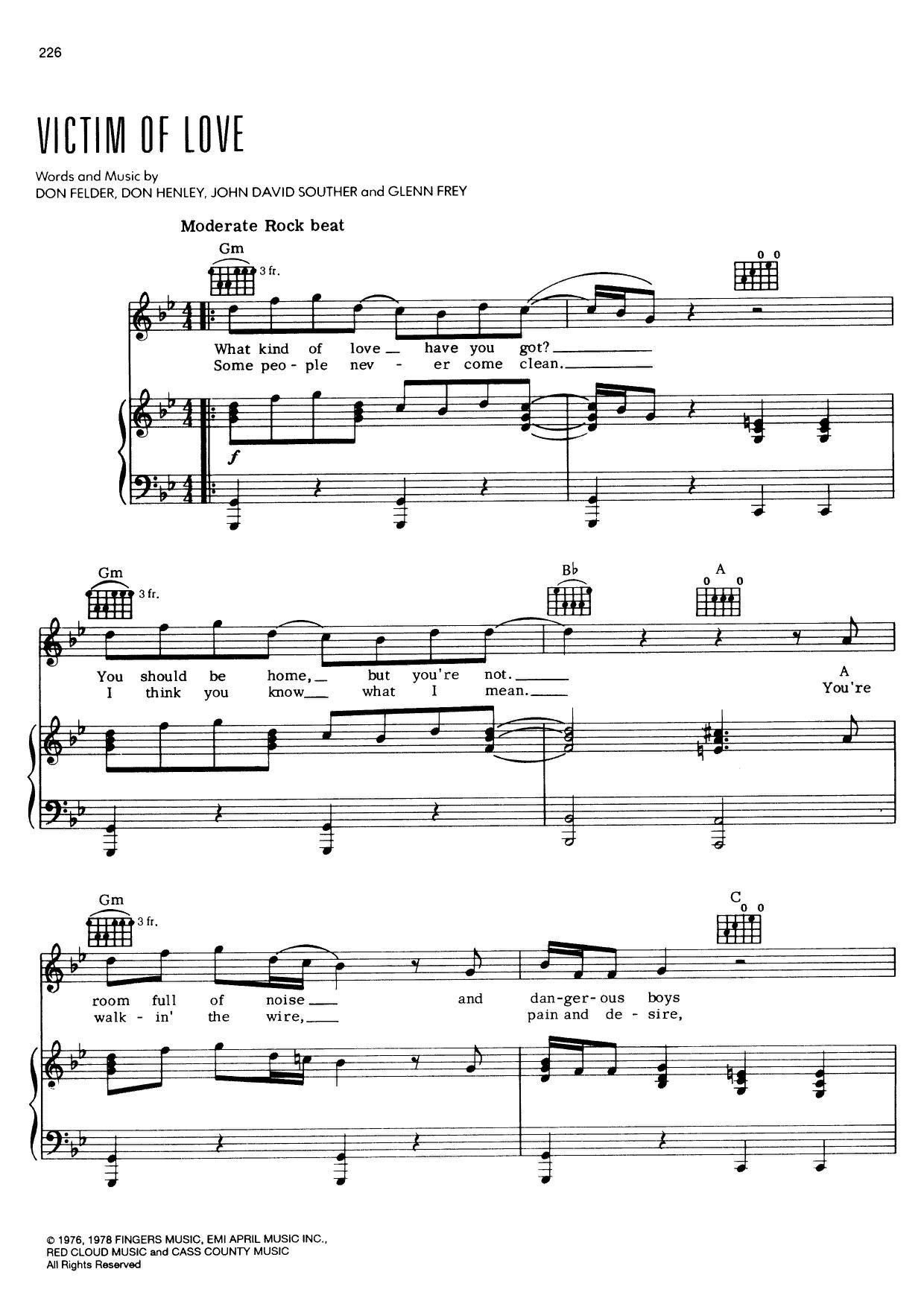 Eagles-Victim Of Love Sheet Music pdf, - Free Score Download ★