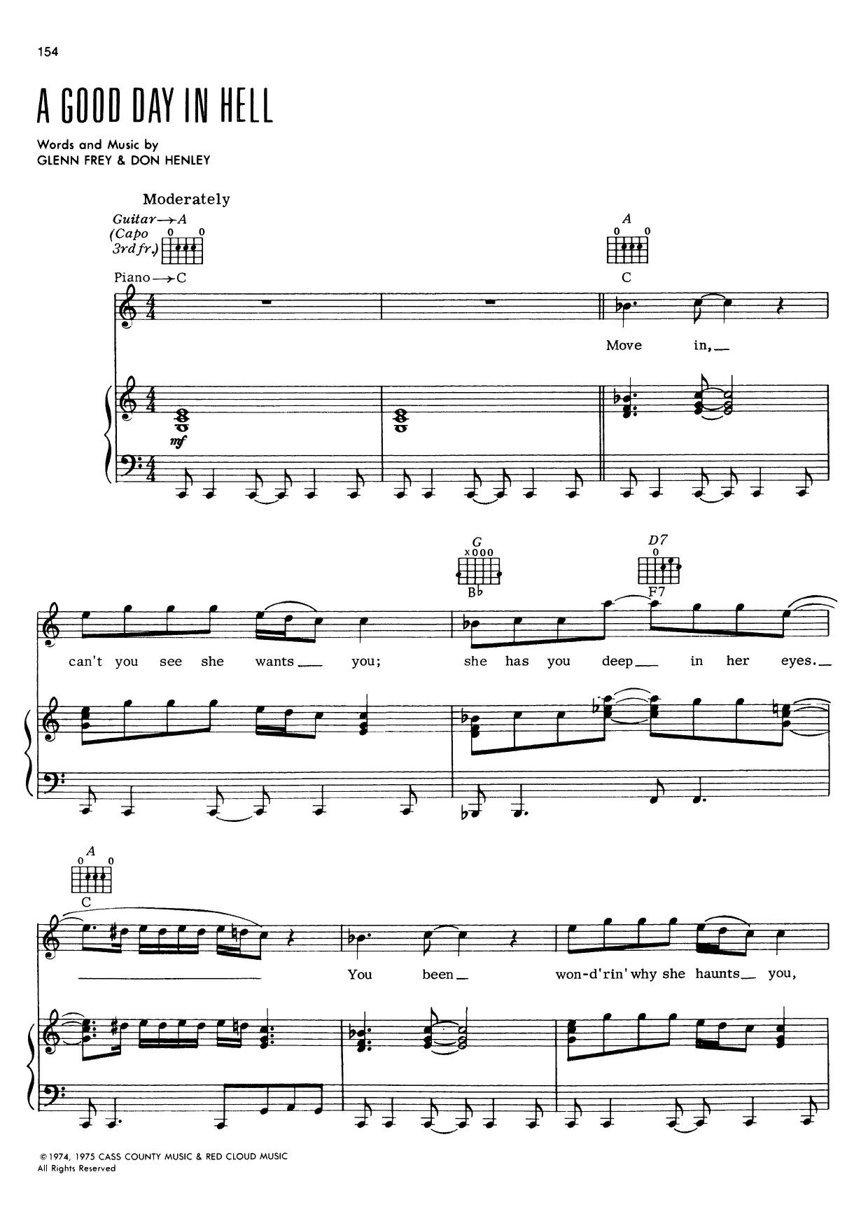 Eagles-Good Day In Hell Sheet Music pdf, - Free Score Download ★
