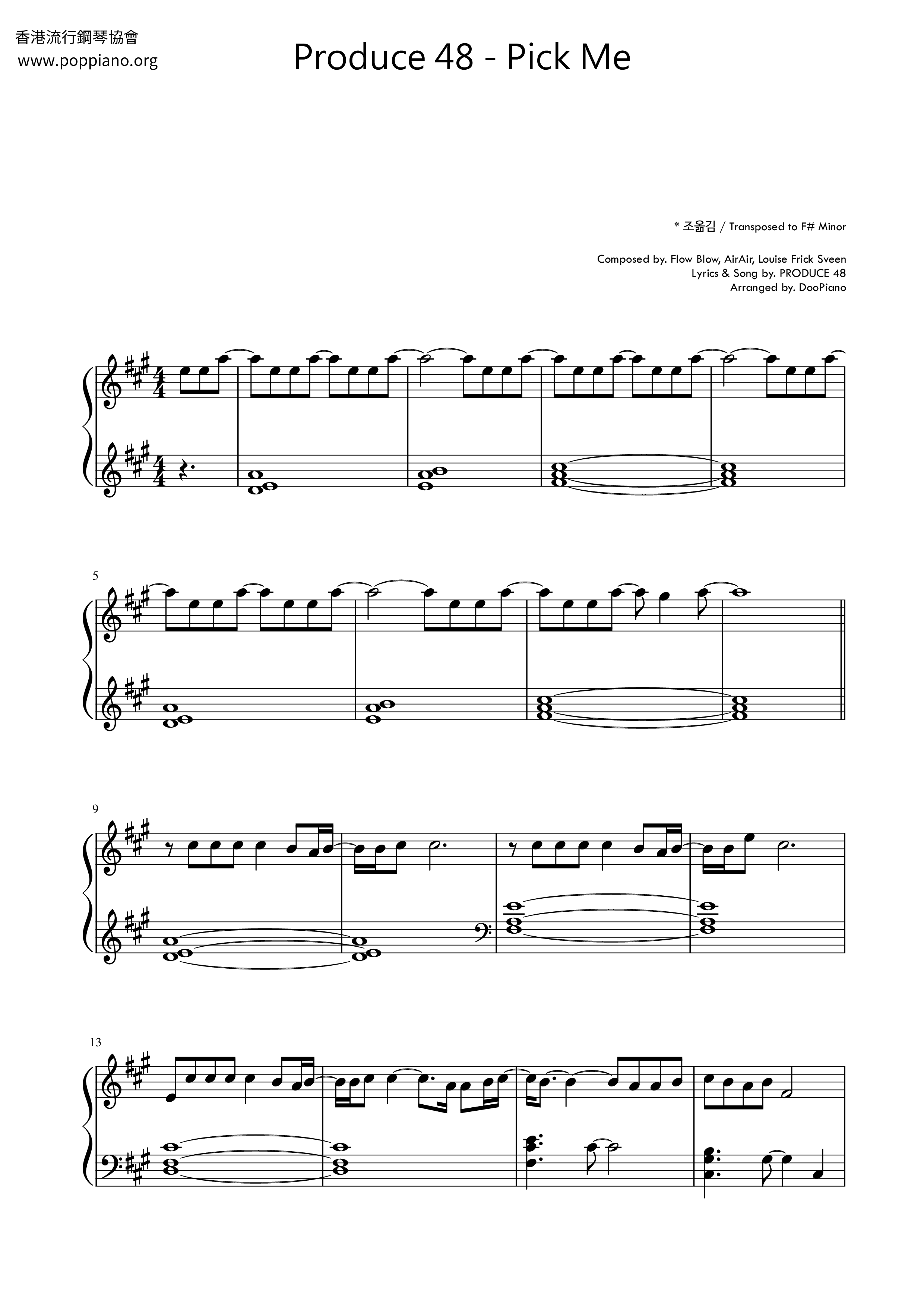 Produce 48-Pick Me Sheet Music pdf, - Free Score Download ★