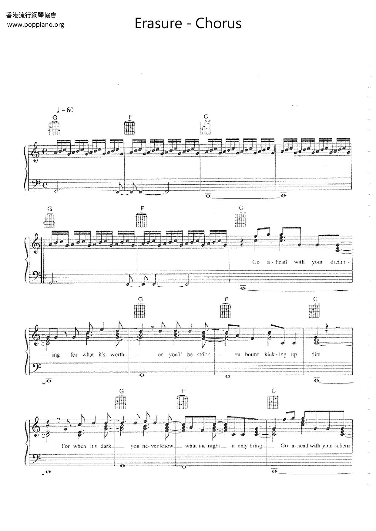 Erasure-Chorus Sheet Music pdf, - Free Score Download ★