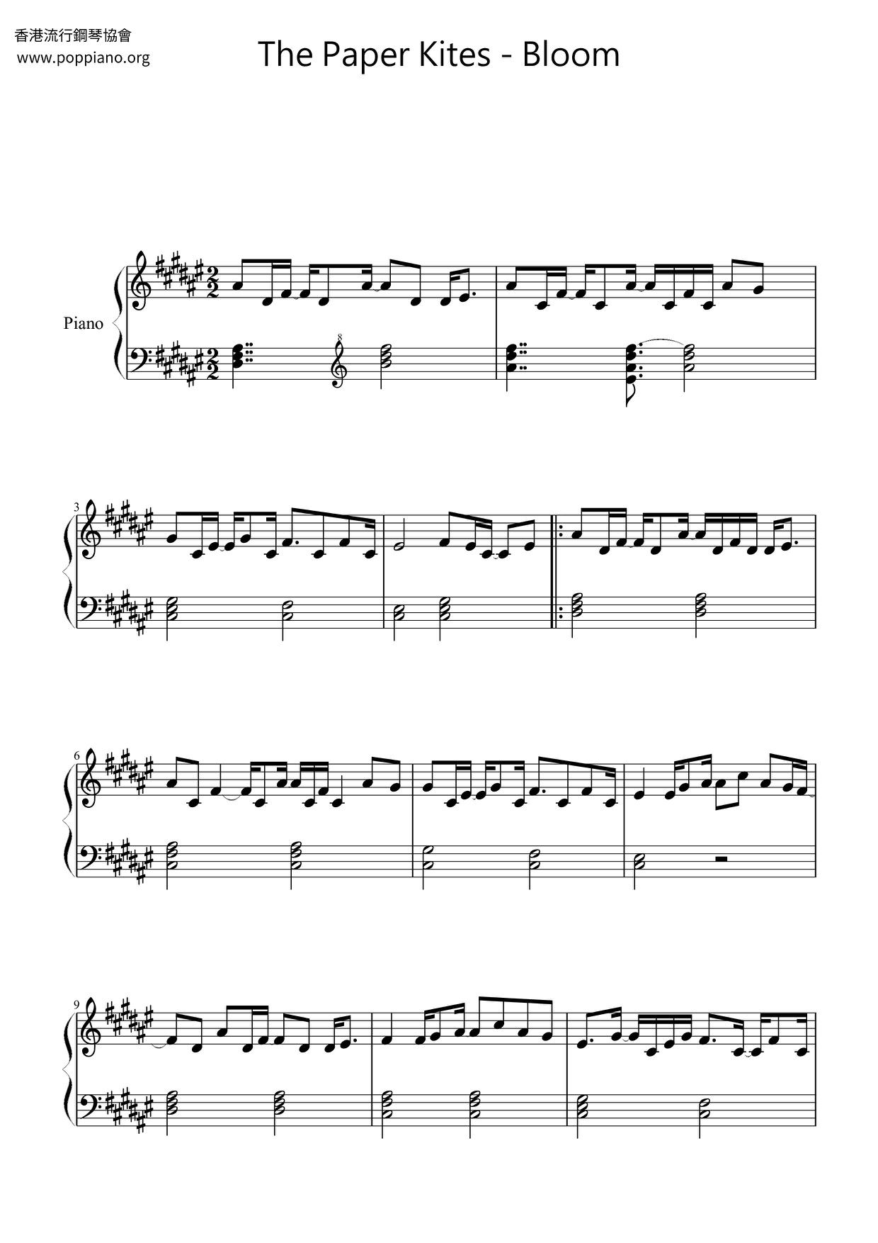 The Paper Kites-Bloom Sheet Music pdf, - Free Score Download ★