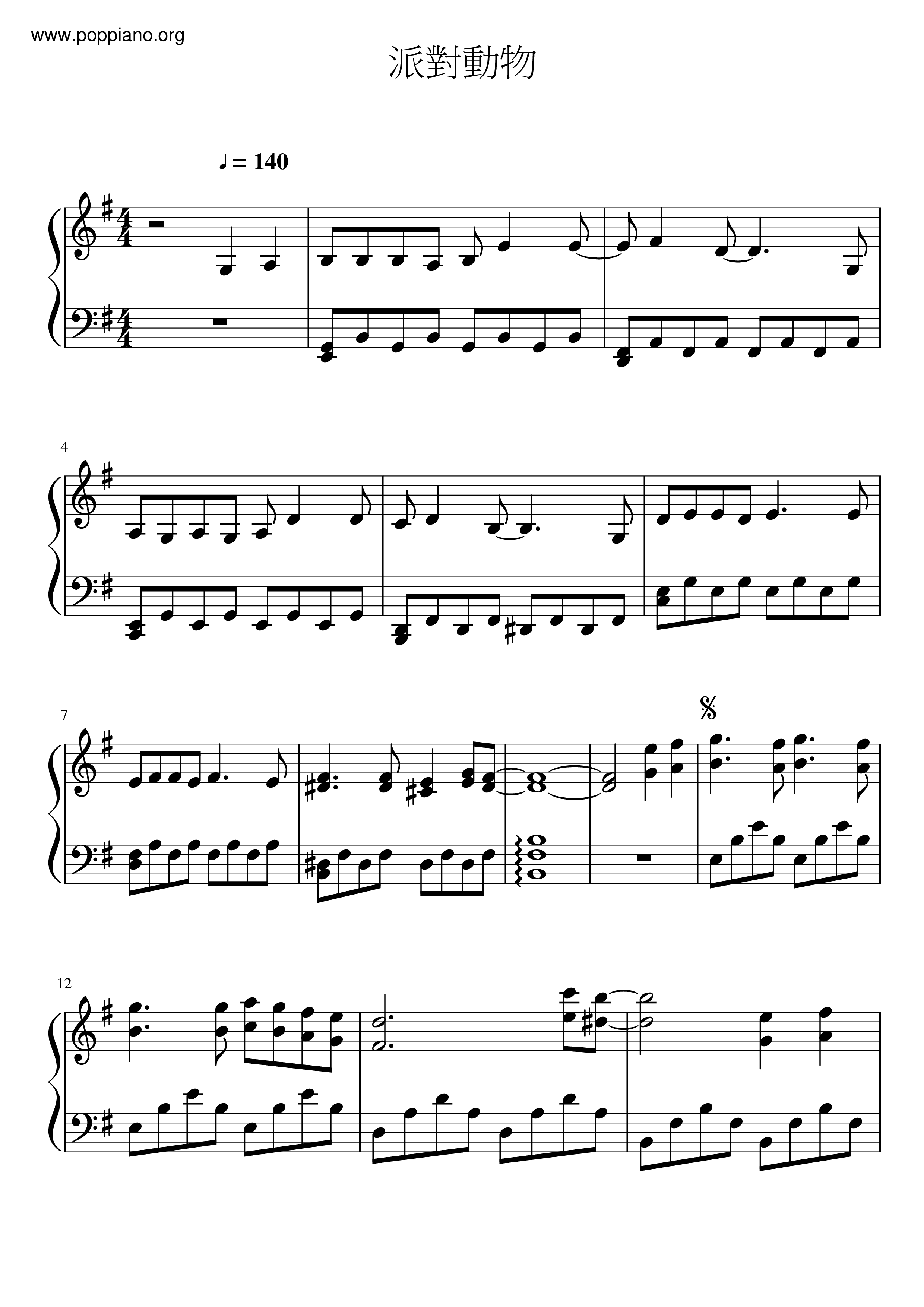 Mayday-Party Animals Sheet Music pdf, - Free Score Download ★
