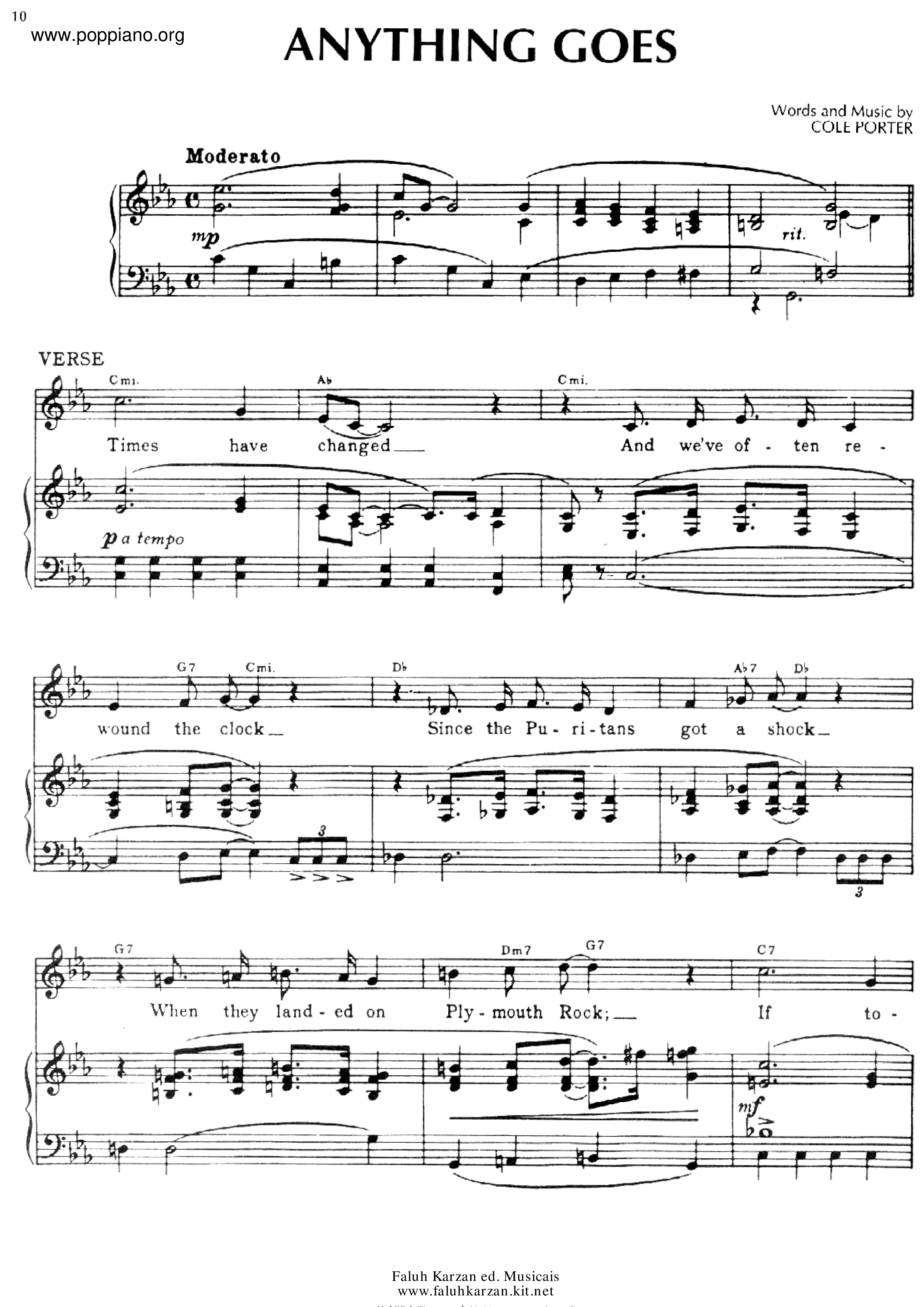 Cole Porter-Anything Goes 琴譜pdf-香港流行鋼琴協會琴譜下載 ★