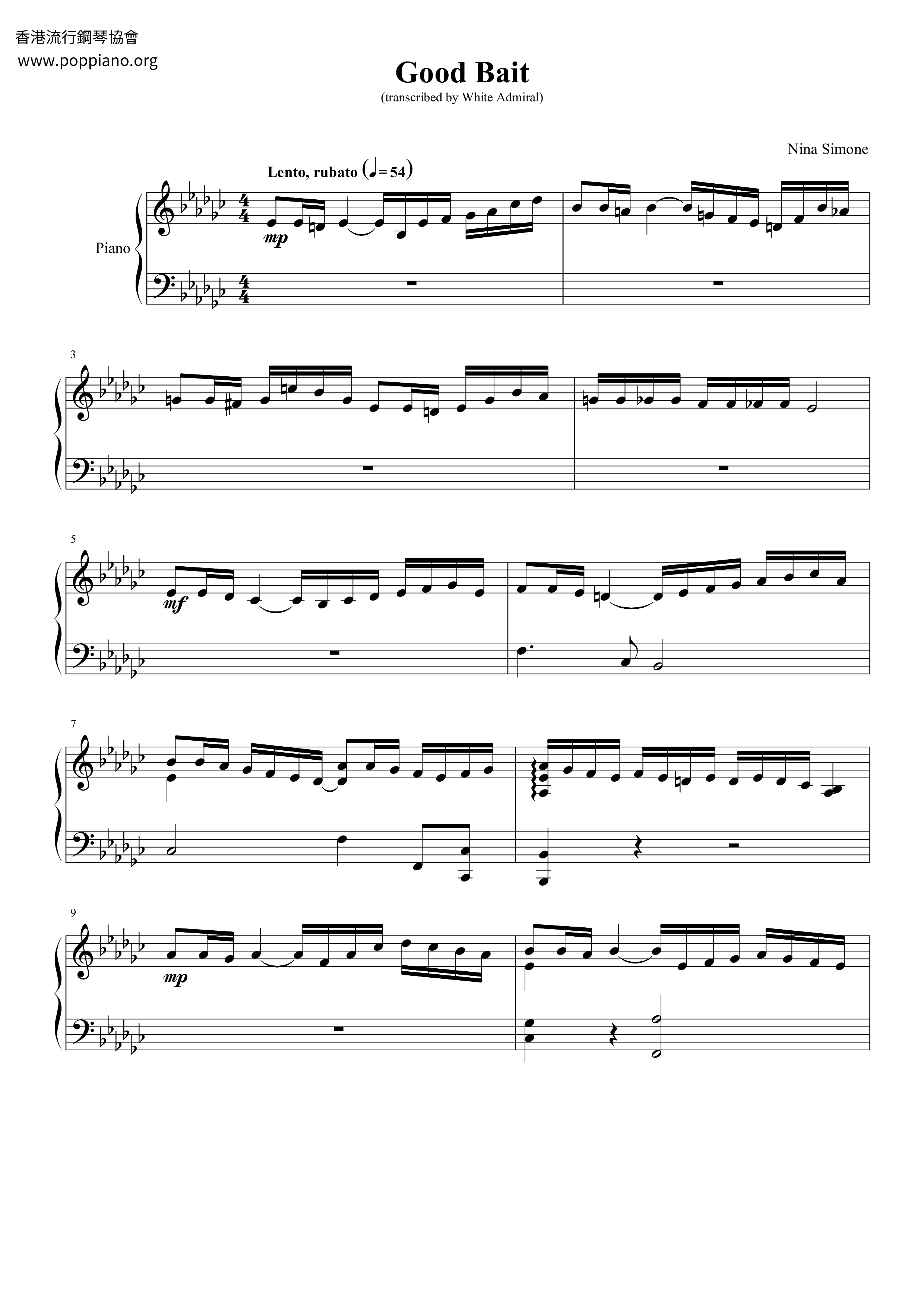 Nina Simone-Good Bait Sheet Music pdf, - Free Score Download ★