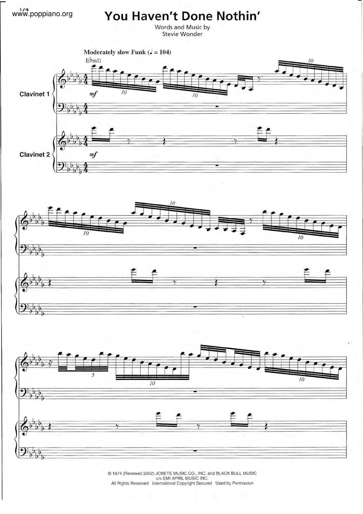 Stevie Wonder-You Haven't Done Nothin' Sheet Music pdf, - Free Score Download ★