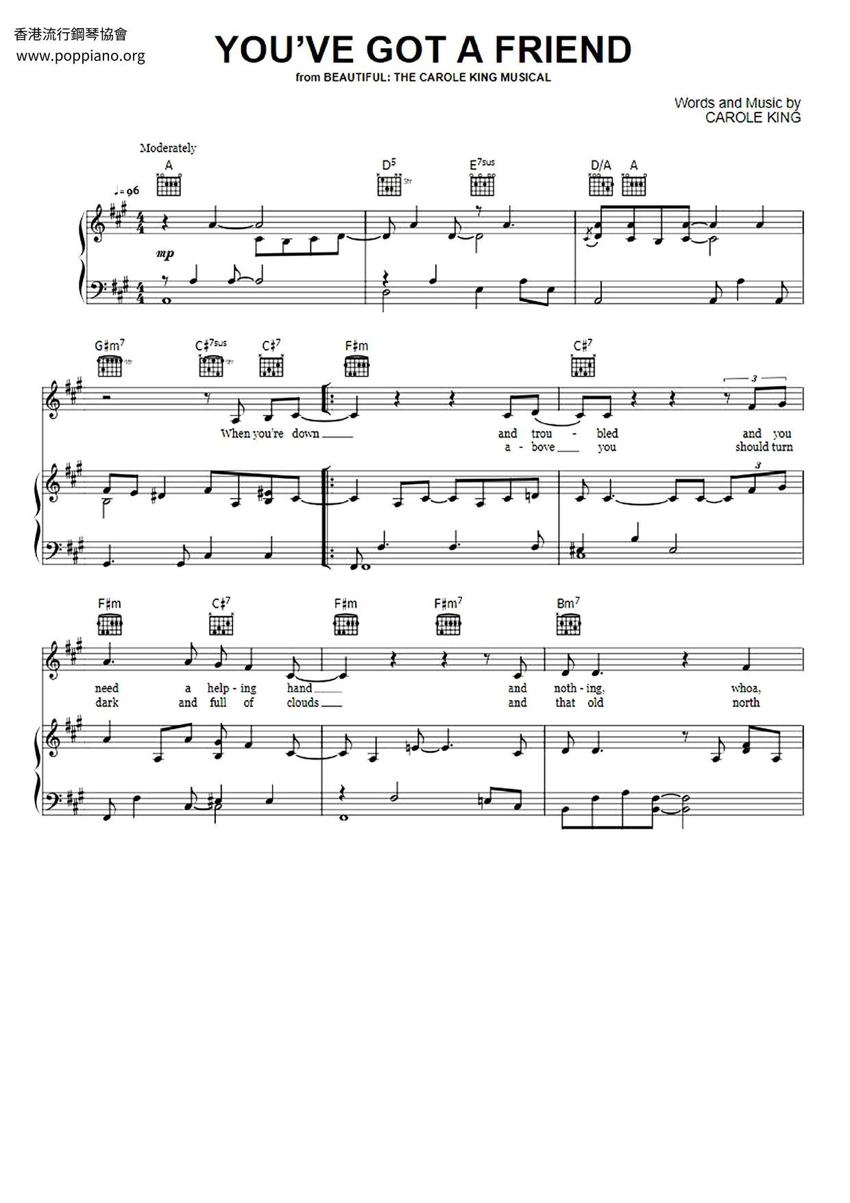 Carole King-You've Got A Friend Sheet Music pdf, - Free Score Download ★