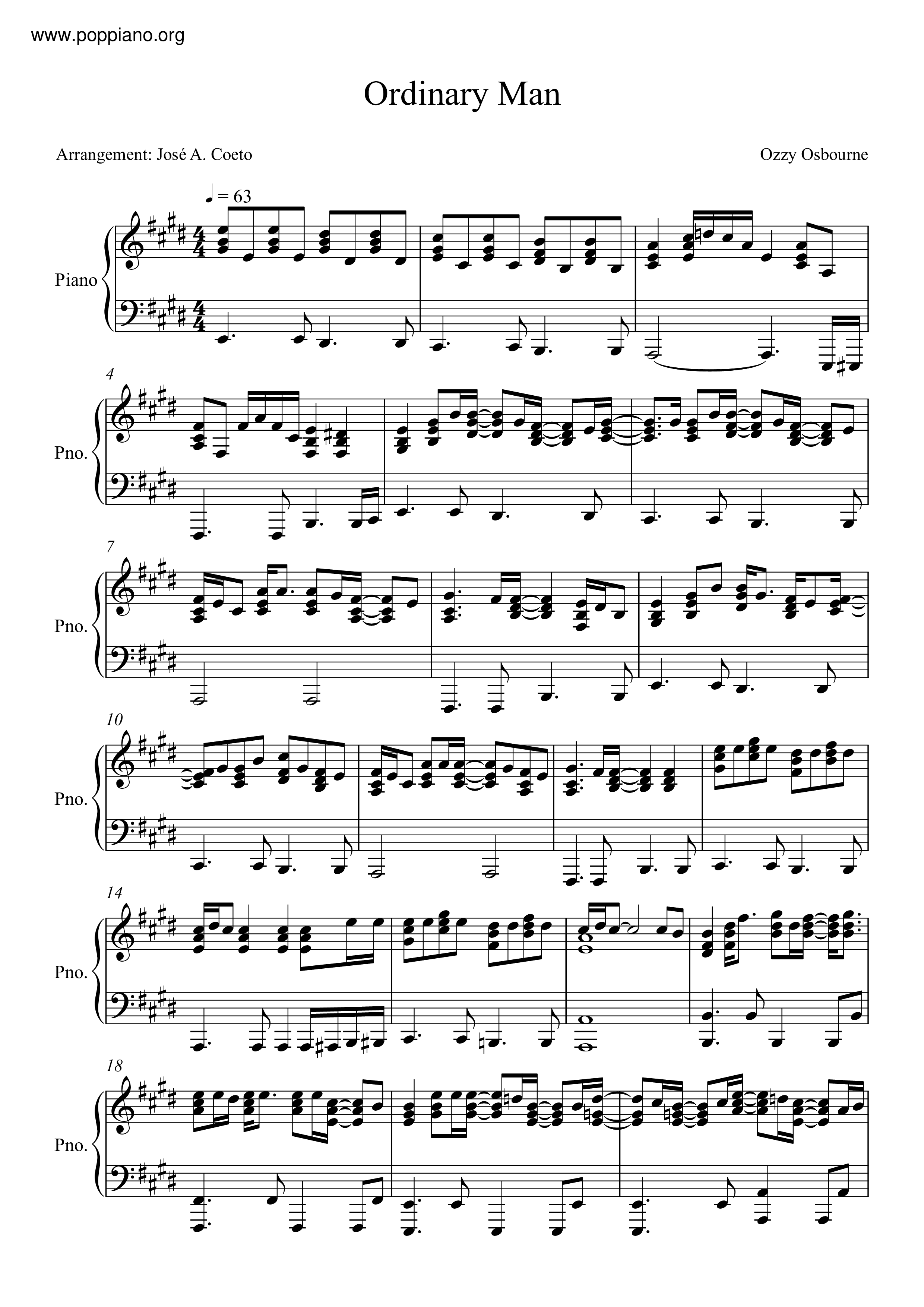Ozzy Osbourne-Ordinary Man Sheet Music pdf, - Free Score Download ★