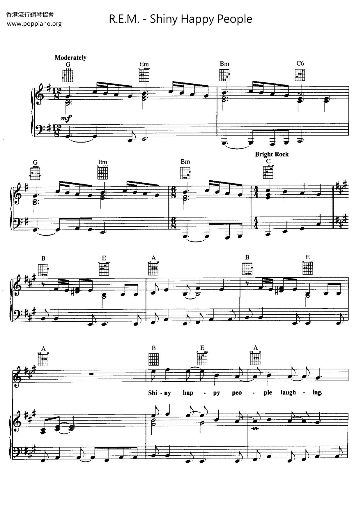 R.E.M.-Shiny Happy People Sheet Music pdf, - Free Score Download ★