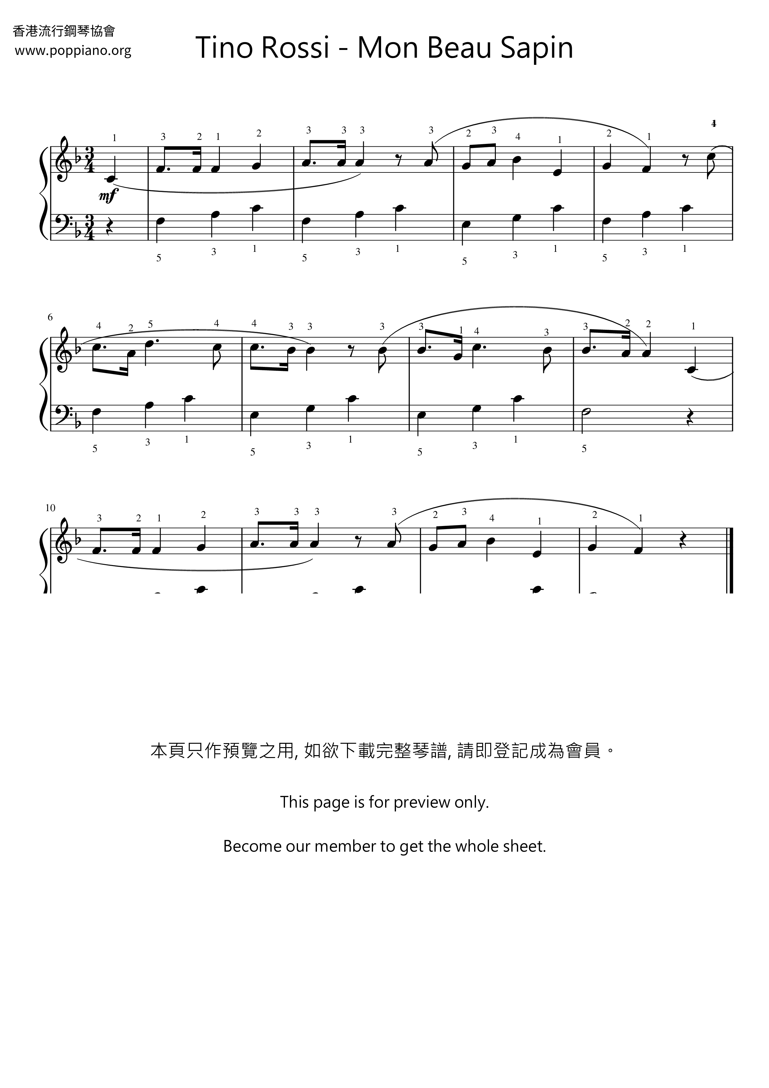 Tino Rossi-Mon Beau Sapin Sheet Music pdf, - Free Score Download ★