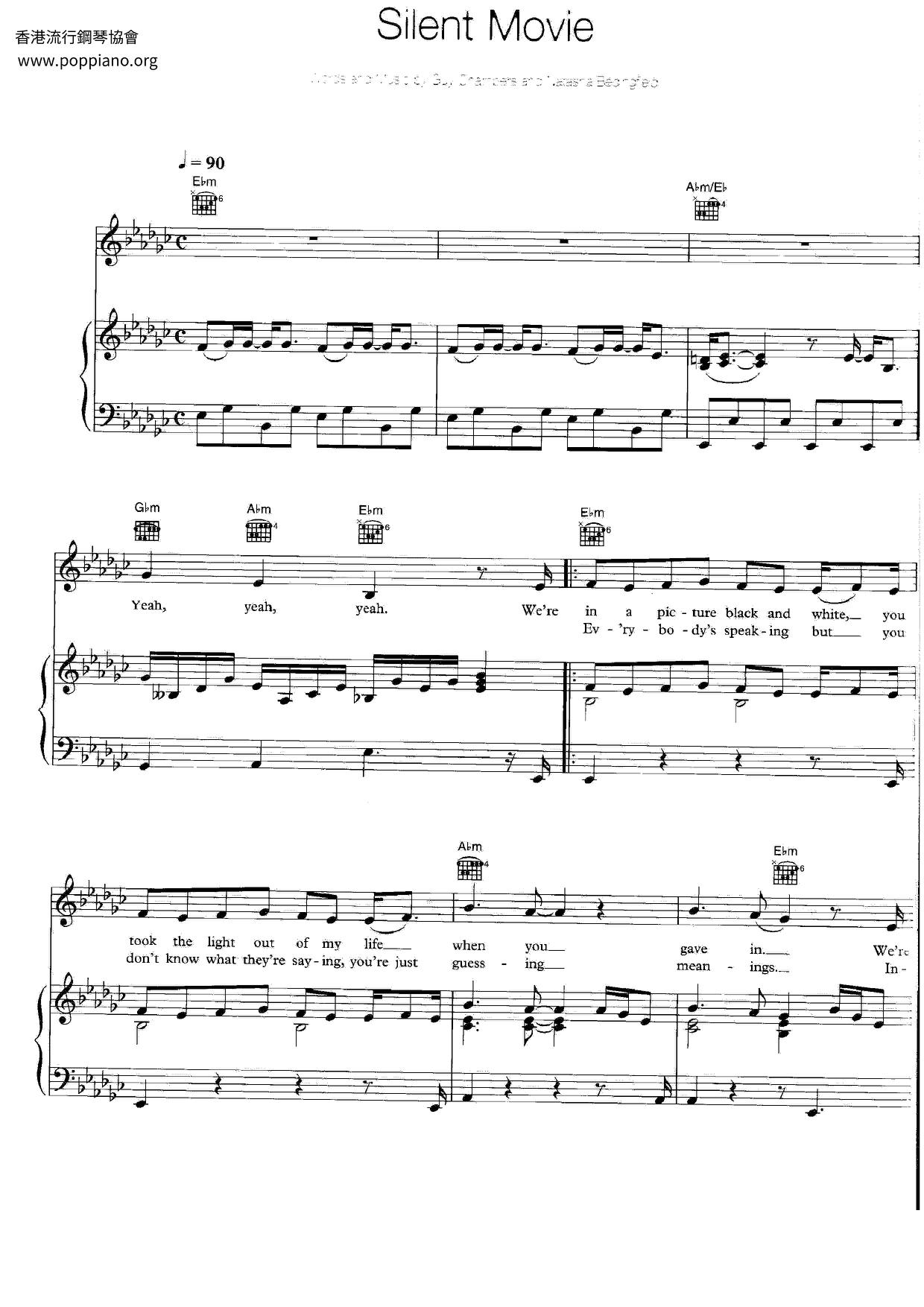 Natasha Bedingfield-Silent Movie Sheet Music pdf, - Free Score Download ★