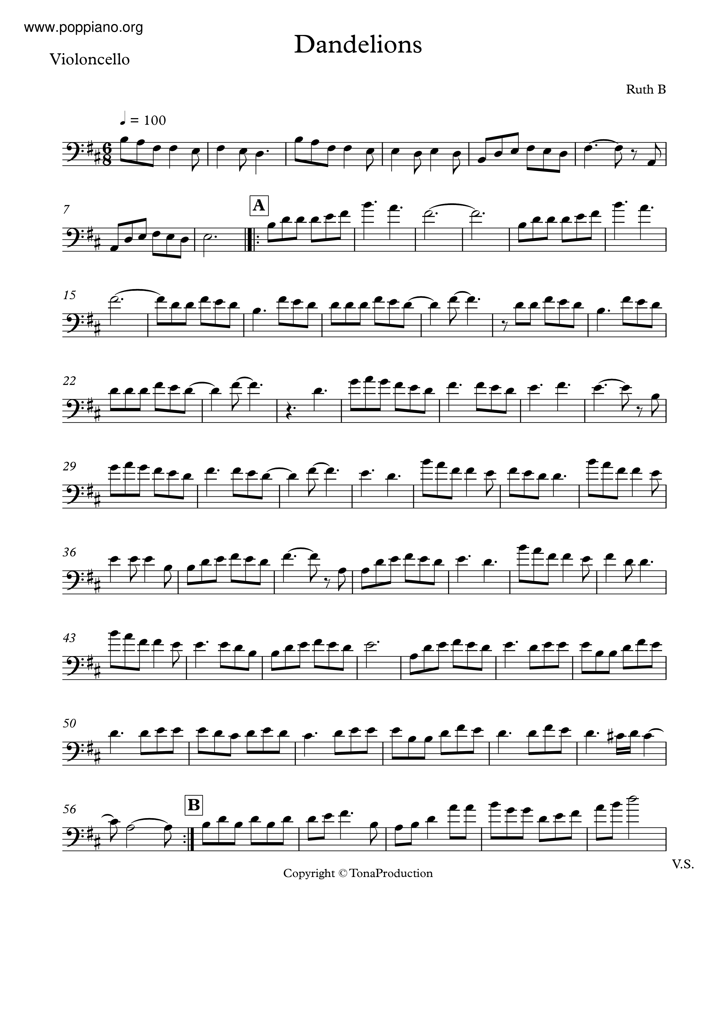 DandelionsPDF琴谱免费下载 - 香港流行钢琴协会 ★