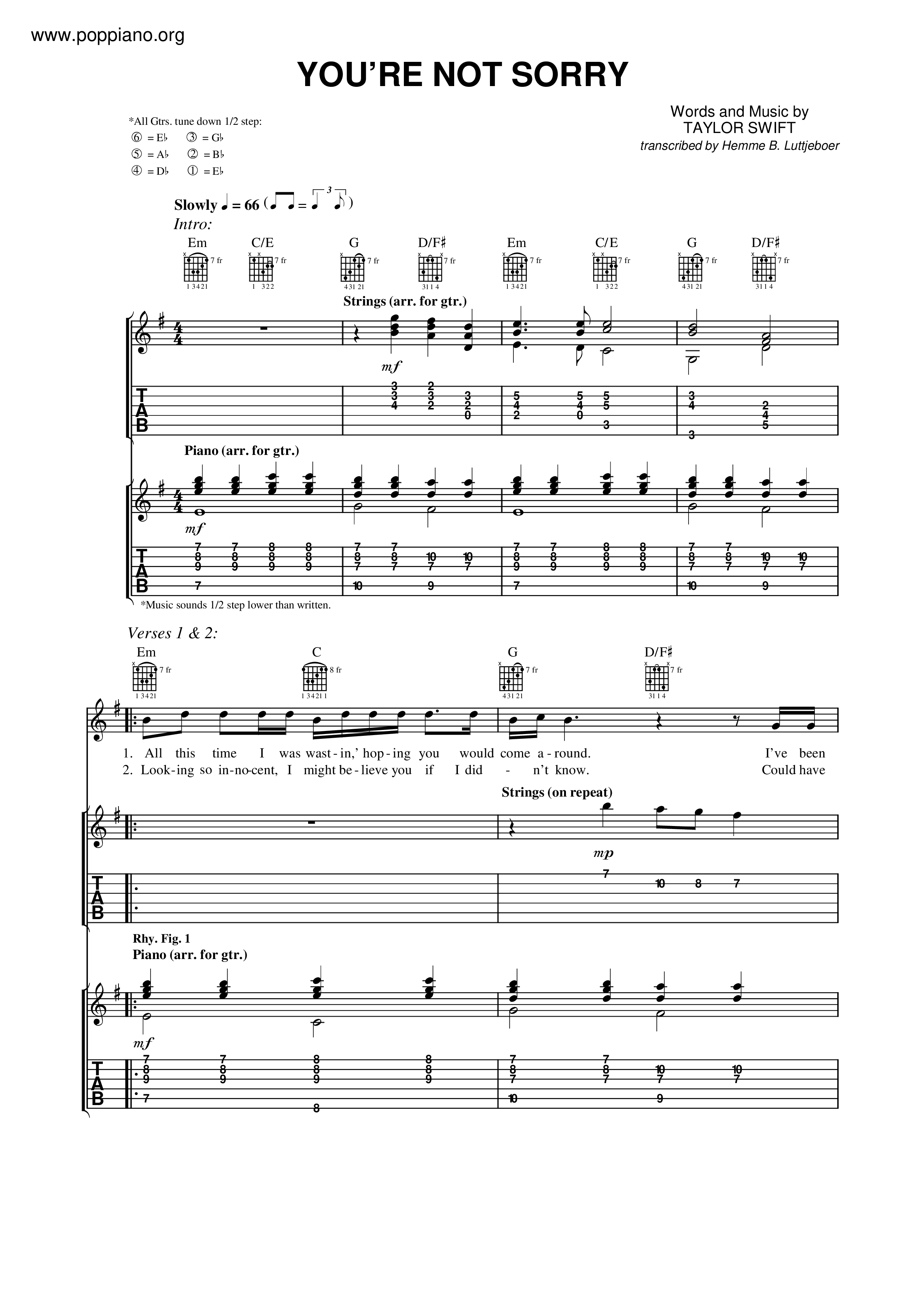 Movie Soundtrack-You're Not Sorry Sheet Music pdf, - Free Score Download ★