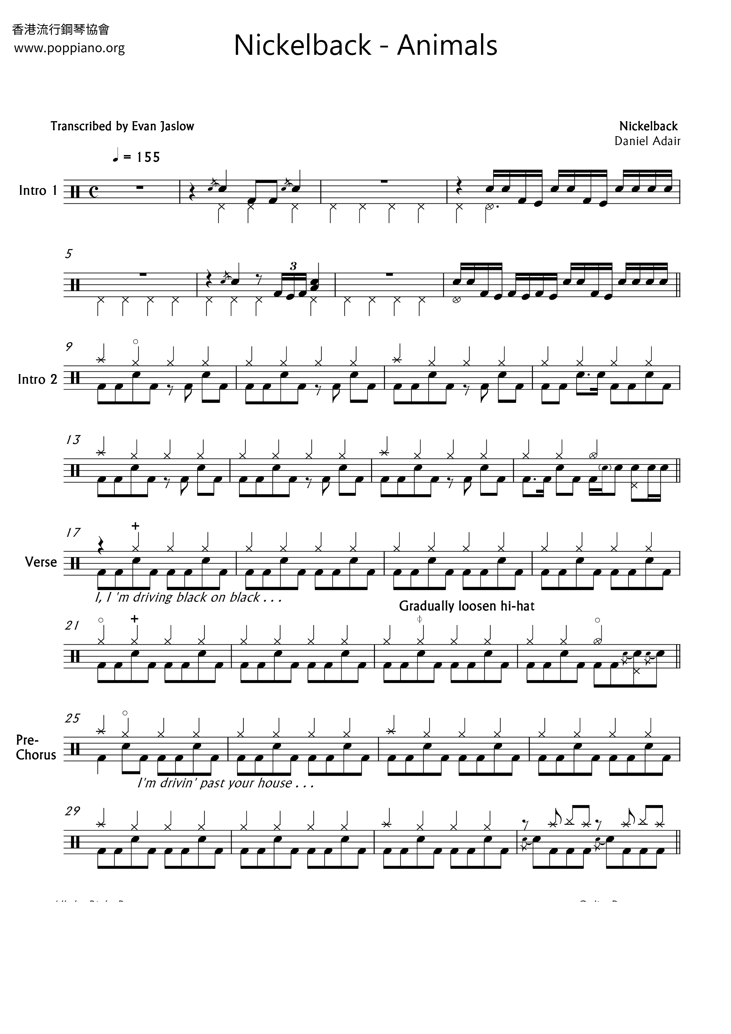 Animals - Sheet Music / Piano Score Free PDF Download - HK Pop Piano ...