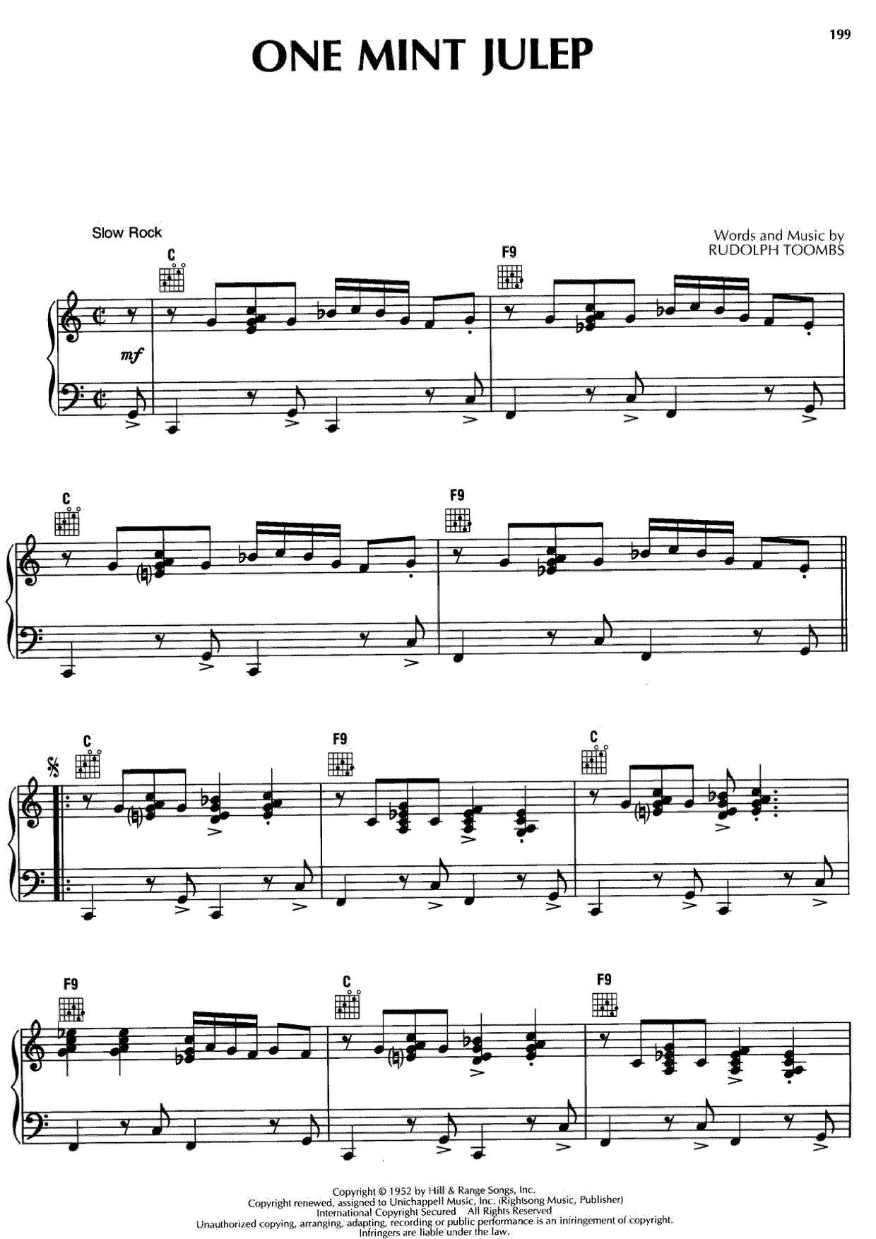 ★The Clovers - One Mint Julep ピアノ譜pdf- 香港ポップピアノ協会 無料PDF楽譜ダウンロード gakufu