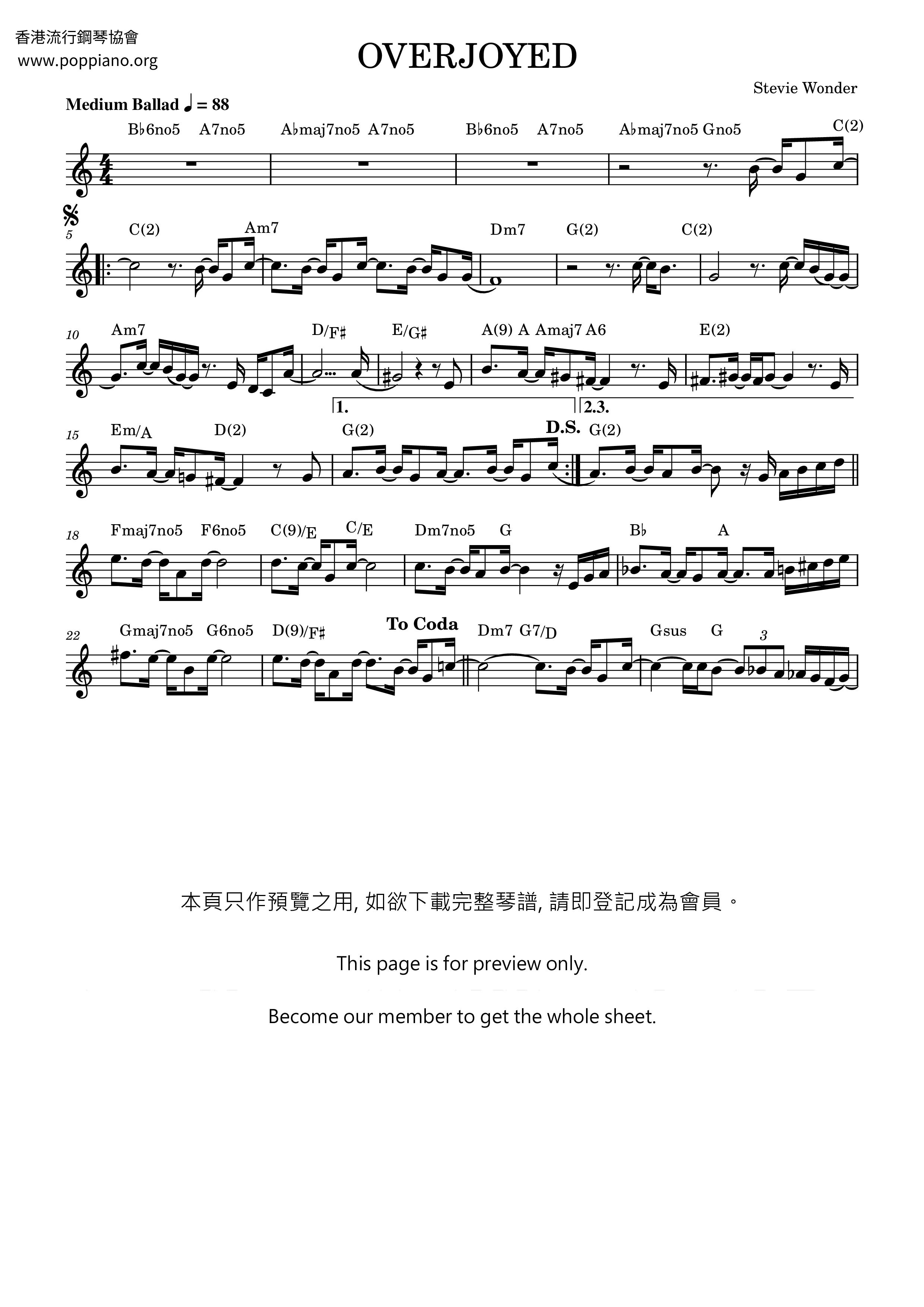 overjoyed - Sheet Music / Piano Score Free PDF Download - HK Pop Piano Academy ★