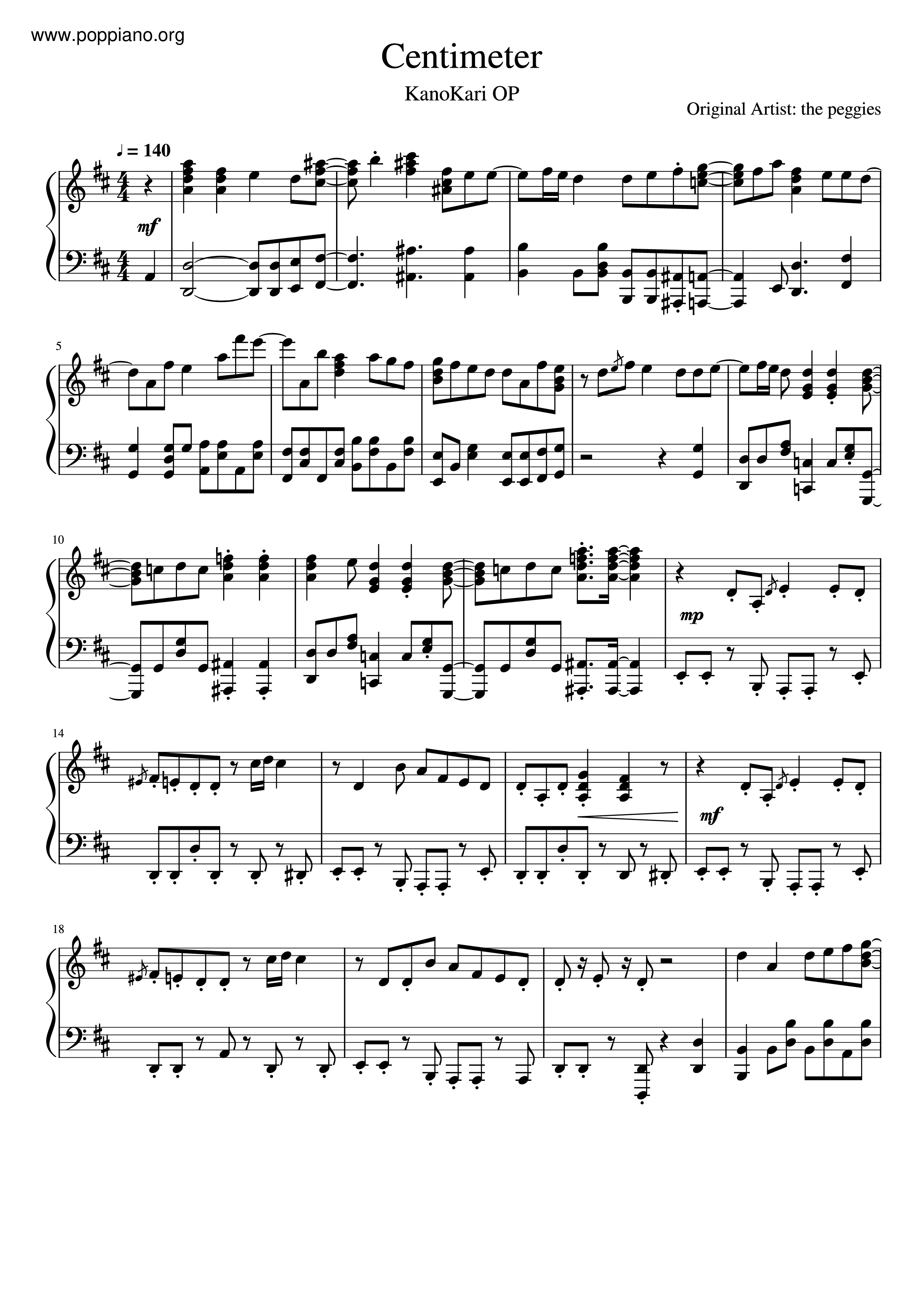 ★ 動漫歌-出租女友 - Centimeter 琴譜pdf-センチメートル - Centimeter 楽譜 (アニメソング)-香港流行鋼琴協會 ...
