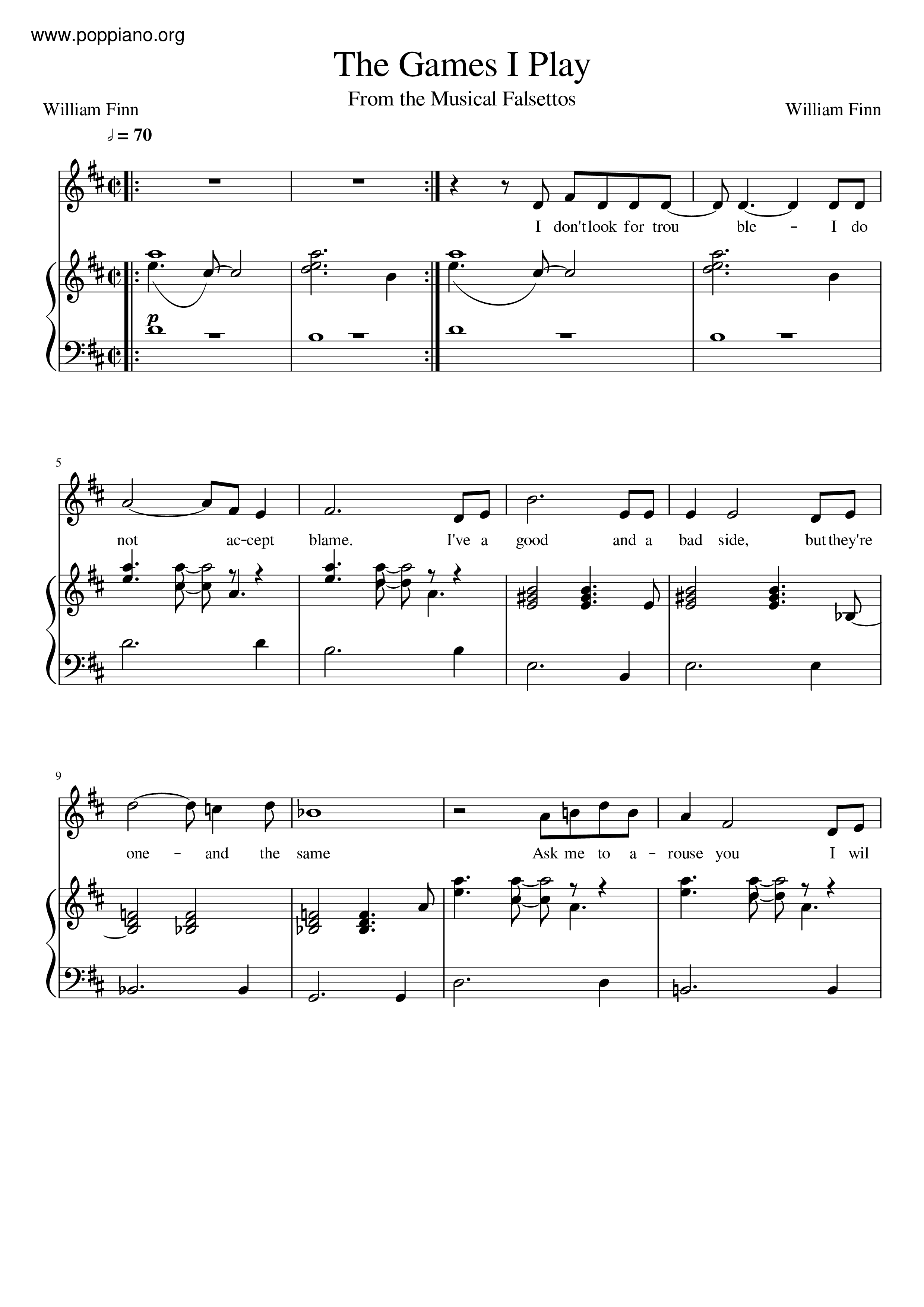 William Finn-The Games I Play Sheet Music pdf, - Free Score Download ★