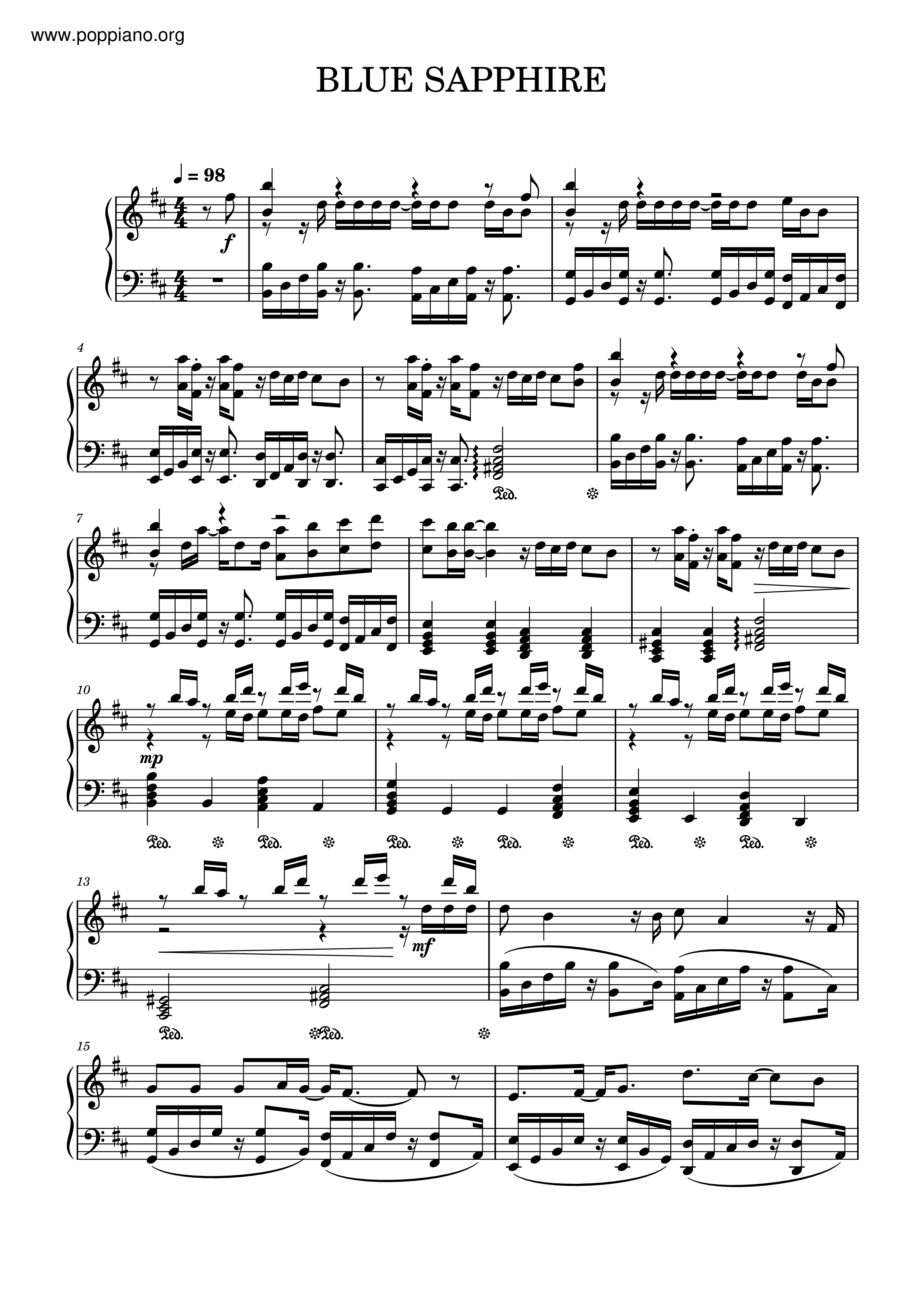 Hiroomi Tosaka-Blue Sapphire Sheet Music pdf, - Free Score Download ★