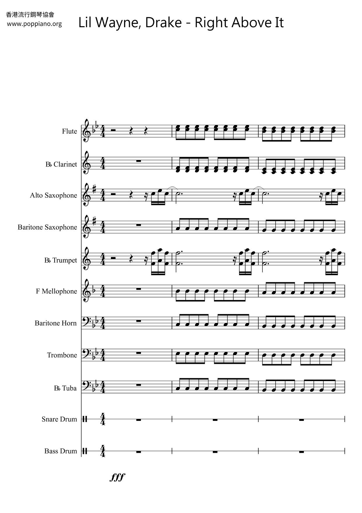 Lil Wayne, Drake-Right Above It Sheet Music pdf, - Free Score Download ★