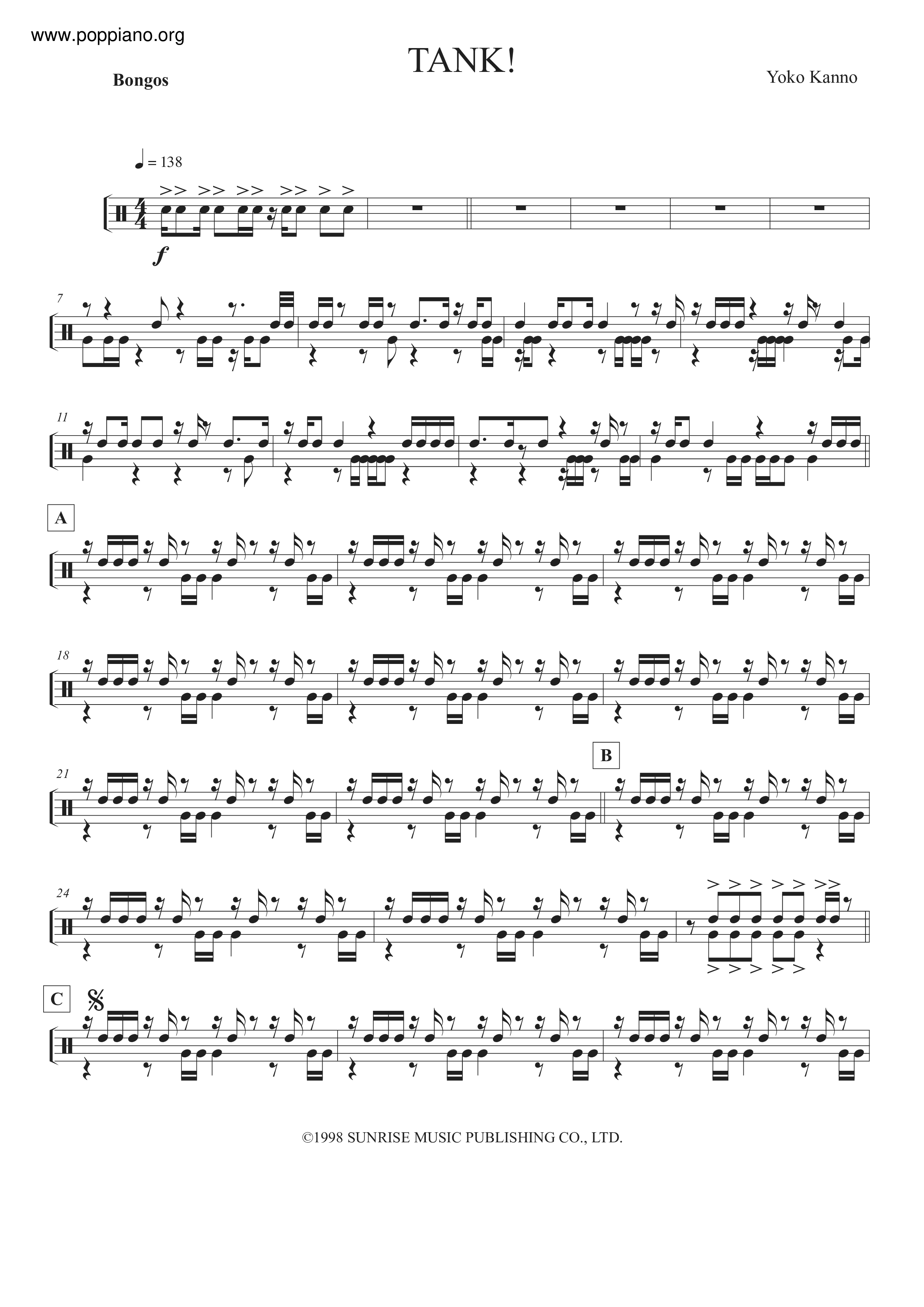 tank!- PDF無料ピアノ譜 gakufu - 香港ポップピアノ協会 ★