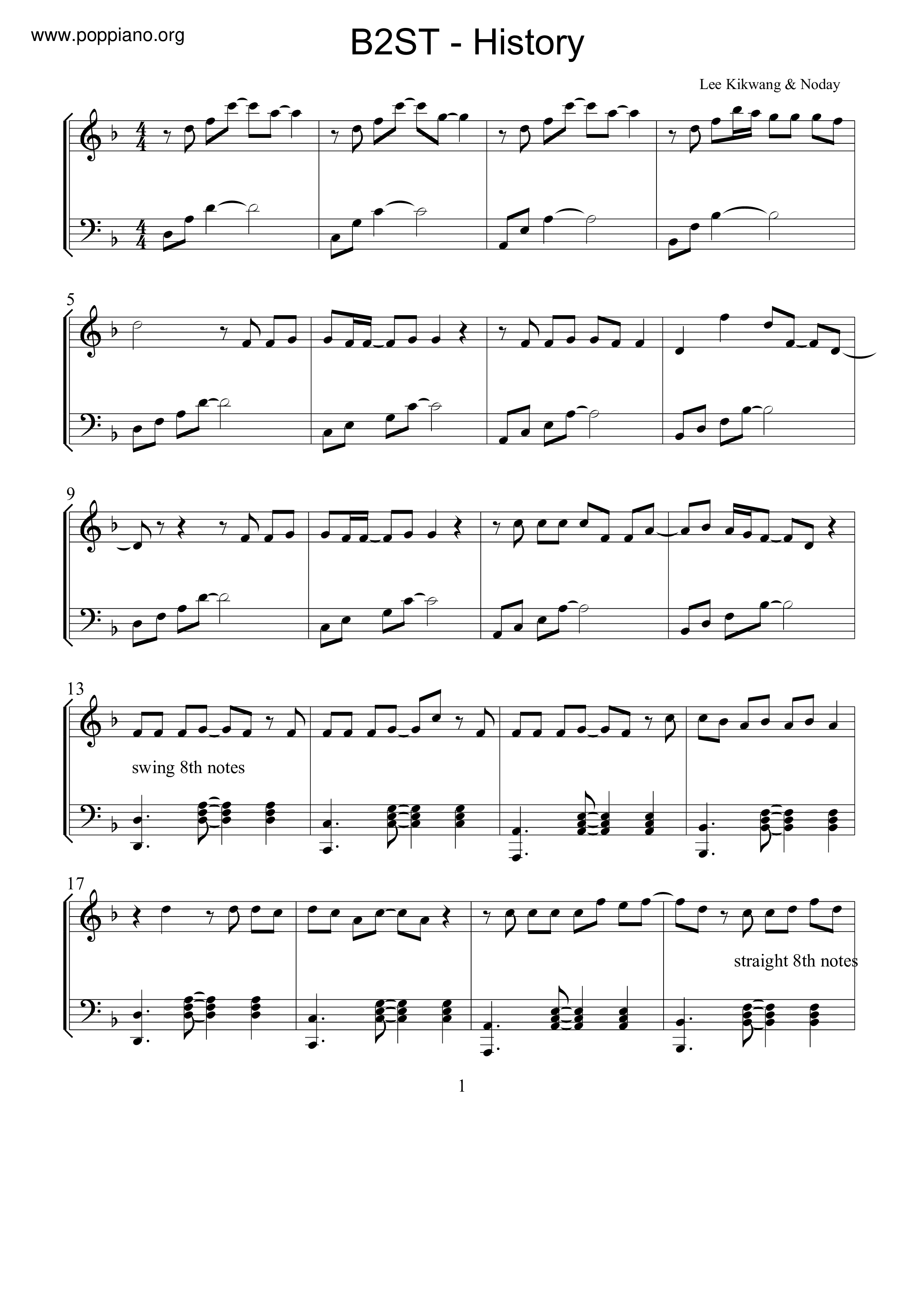 History - Sheet Music / Piano Score Free PDF Download - HK Pop Piano ...