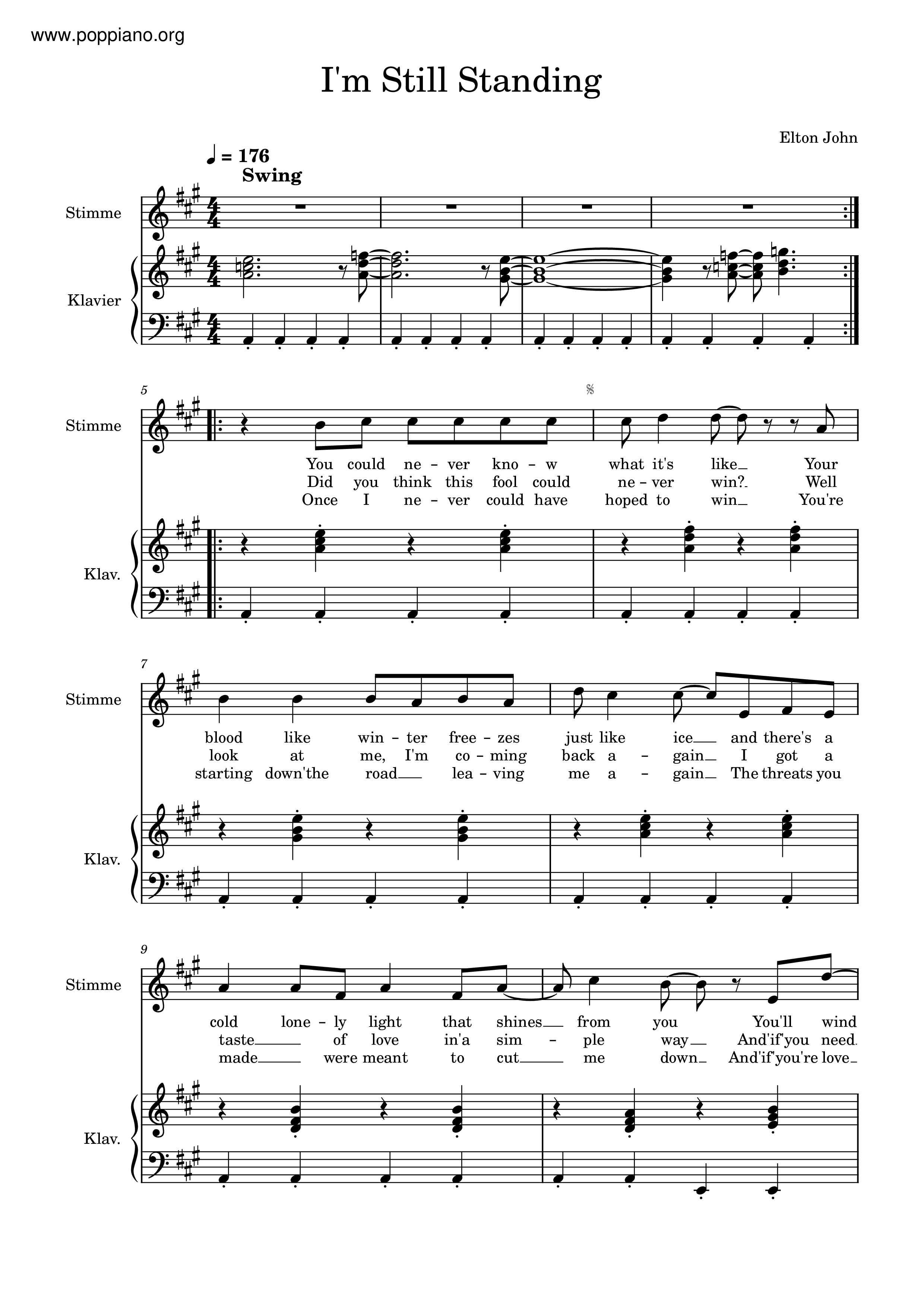 ★Elton John - I'm Still Standing ピアノ譜pdf- 香港ポップピアノ協会 無料PDF楽譜ダウンロード gakufu