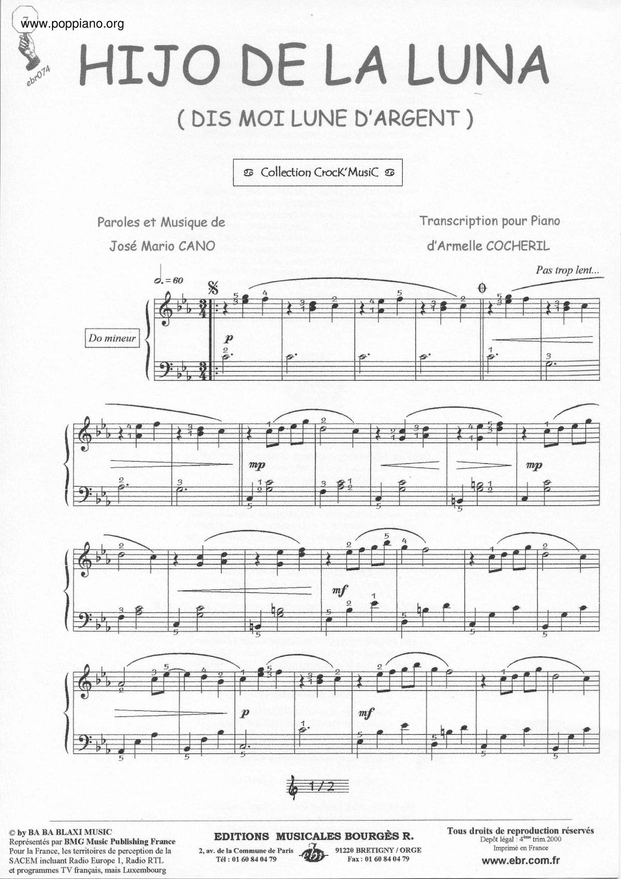 Jose María Cano-Hijo De La Luna Sheet Music pdf, - Free Score Download ★