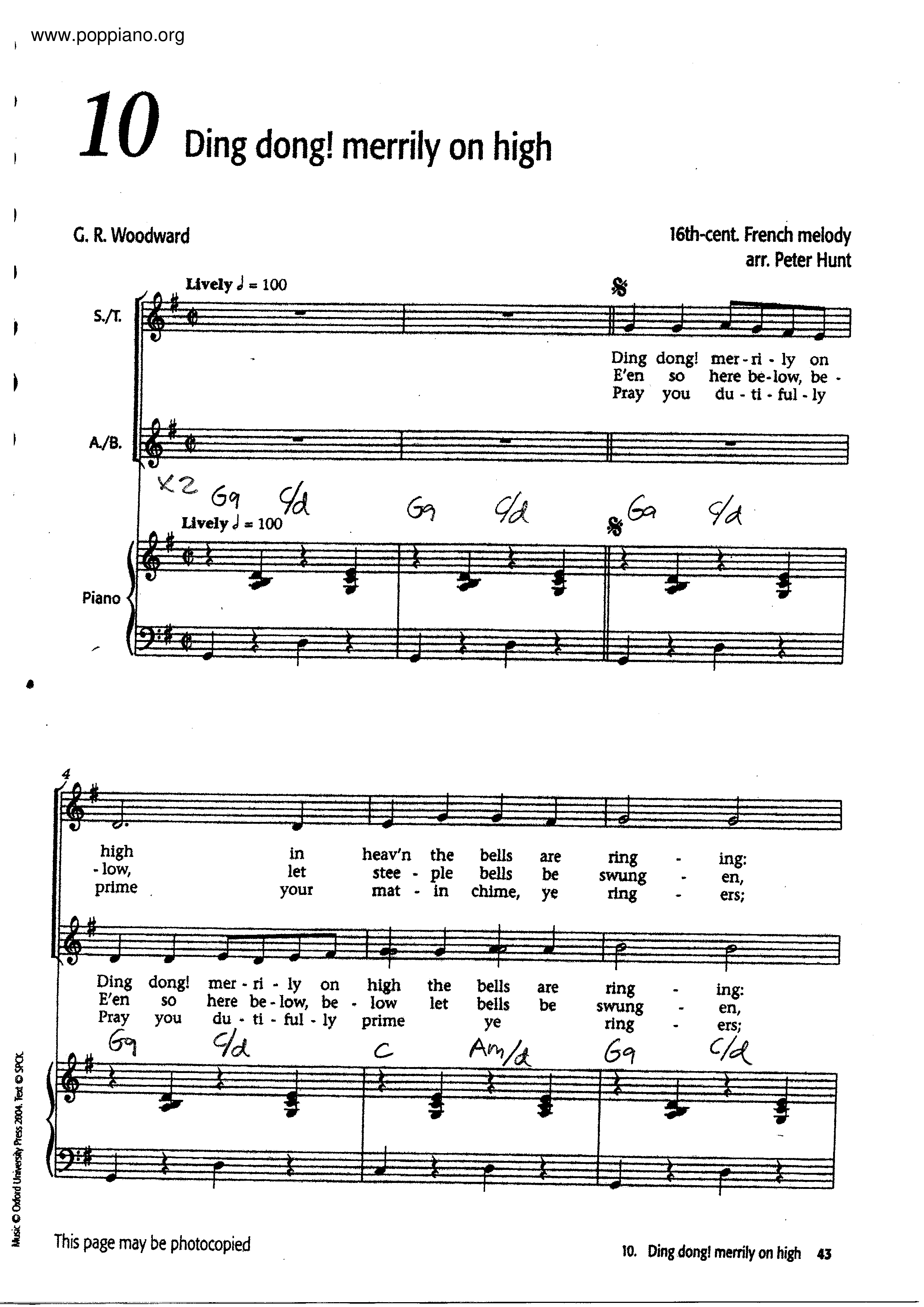 King's College Cambridge-Ding Dong Merrely On High Sheet Music pdf, - Free Score Download ★