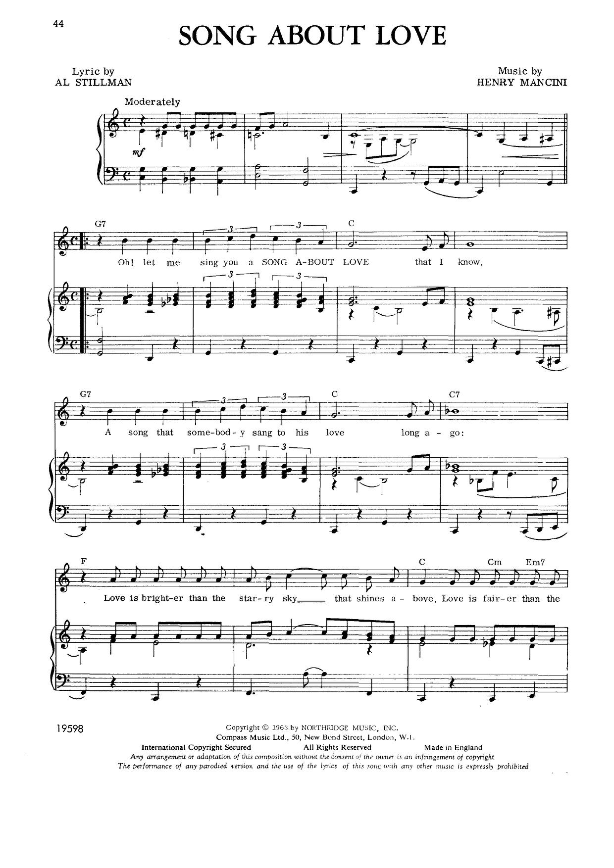 Show Lo-Song About Love Sheet Music pdf, - Free Score Download ★
