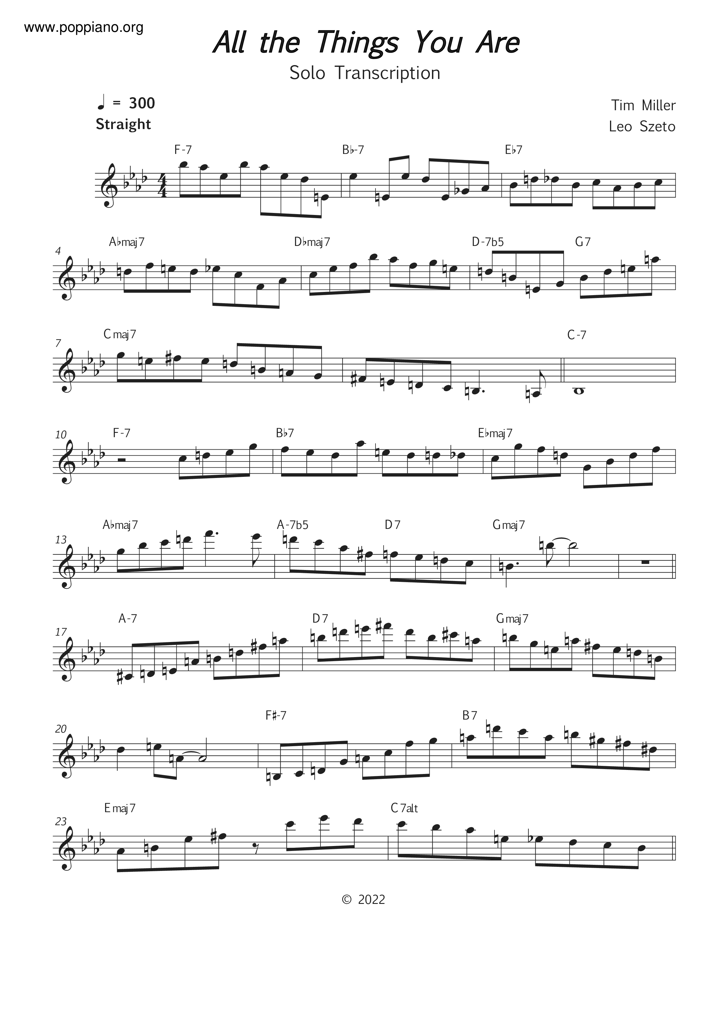 Jerome Kern-All The Things You Are 琴譜pdf-香港流行鋼琴協會琴譜下載 ★