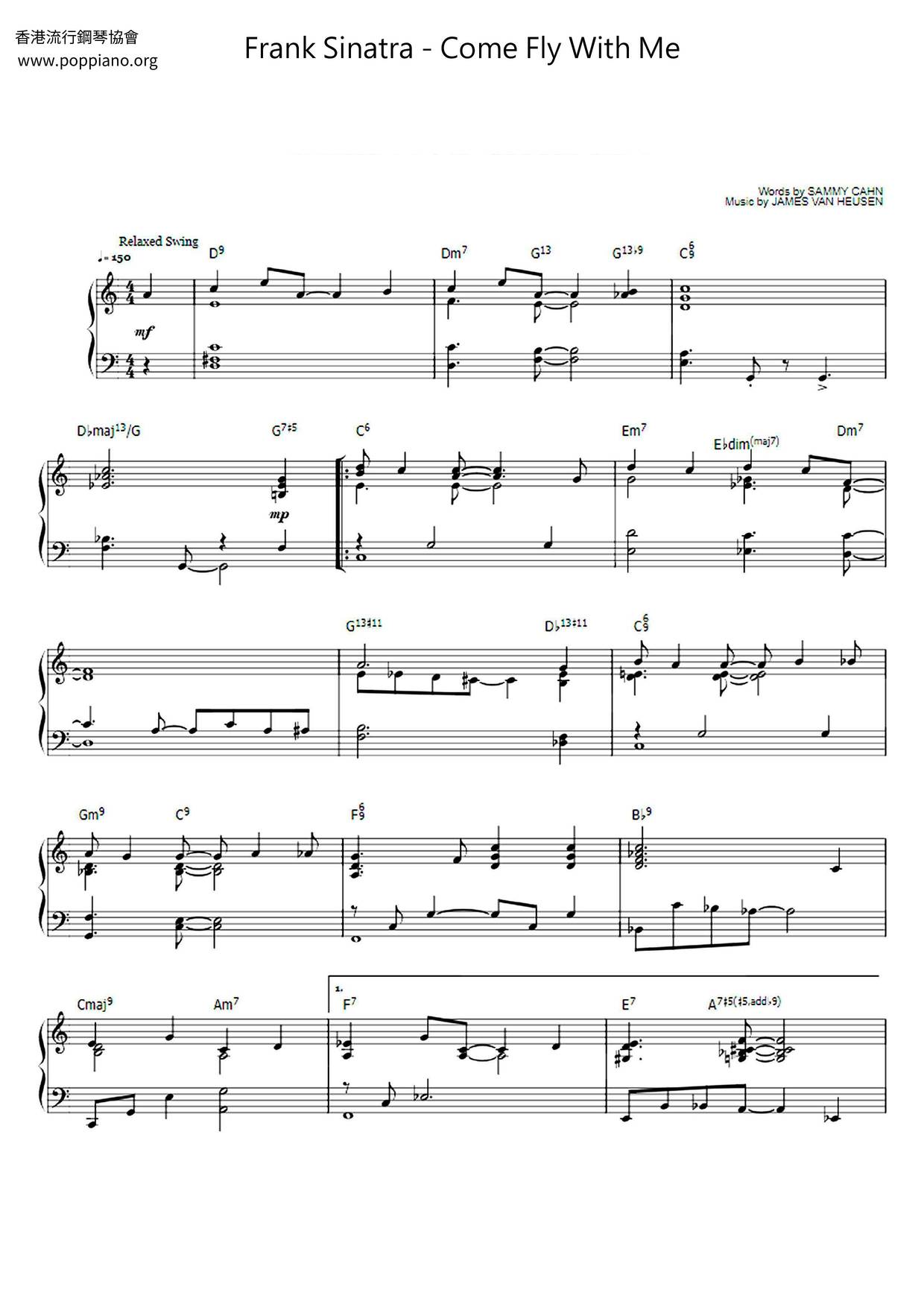 George Gershwin-Come Fly With Me Sheet Music pdf, - Free Score Download ★