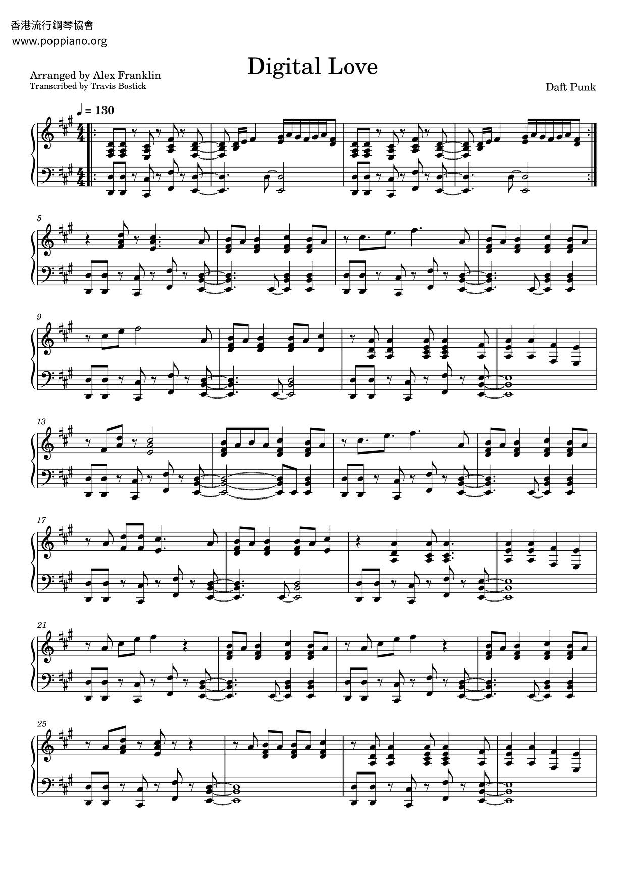 Daft Punk-Digital Love Sheet Music pdf, - Free Score Download ★