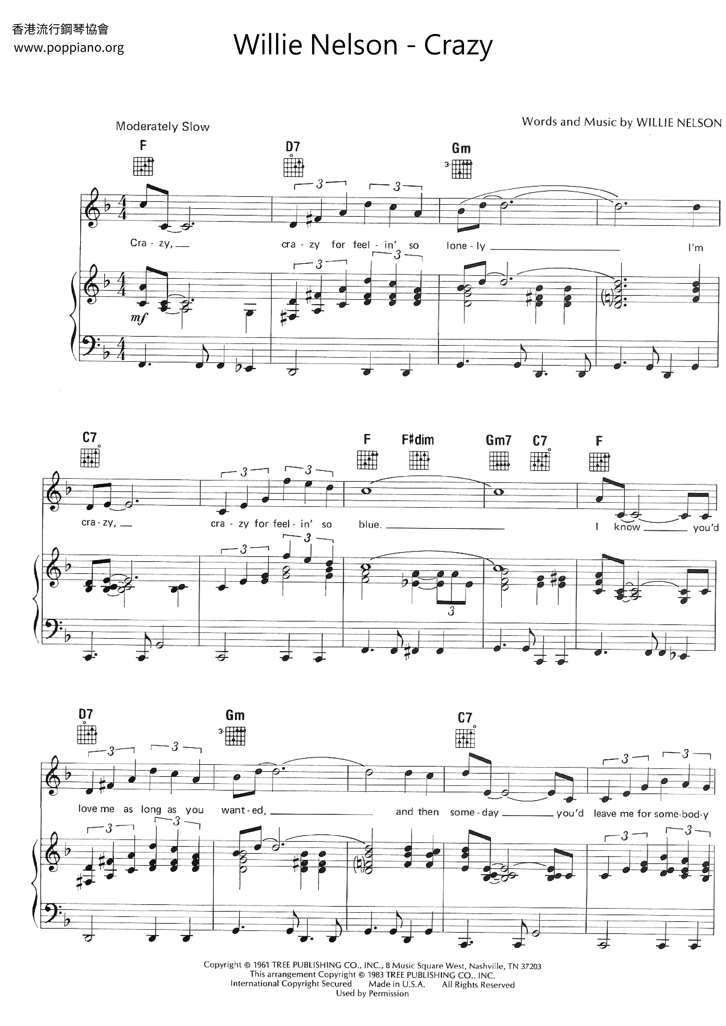Crazy - Sheet Music / Piano Score Free PDF Download - HK Pop Piano ...