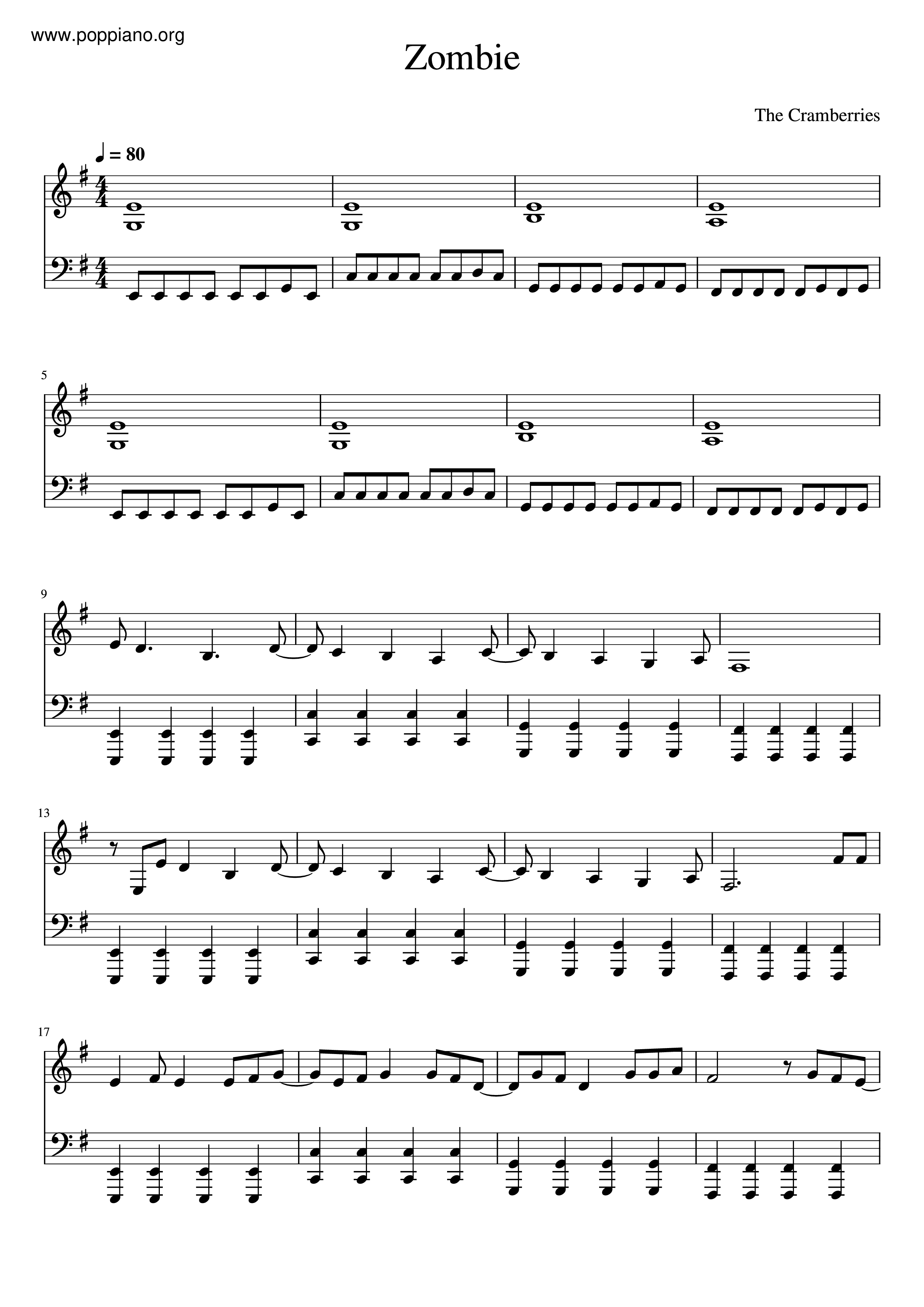 Zombie- PDF琴譜免費下載 | 香港流行鋼琴協會 ★