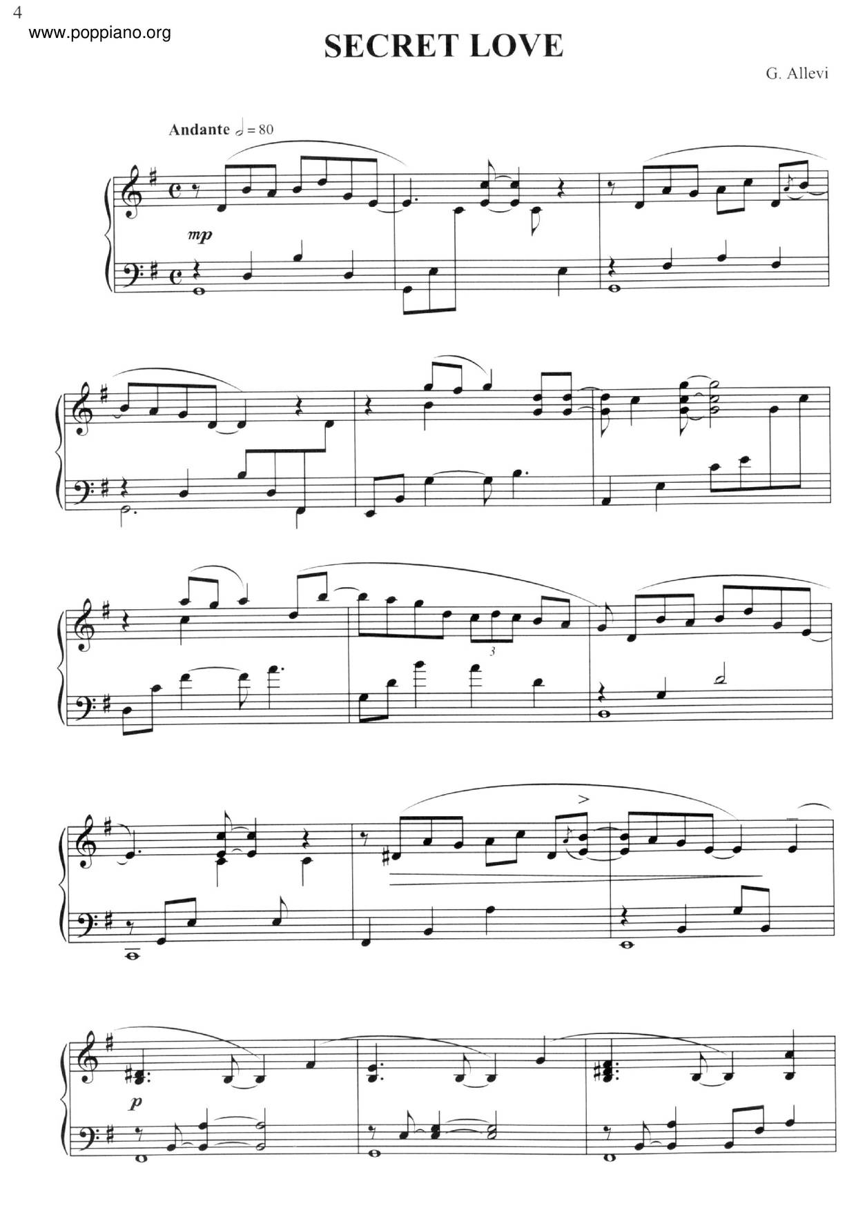 Secret Love- PDF琴譜免費下載 | 香港流行鋼琴協會 ★