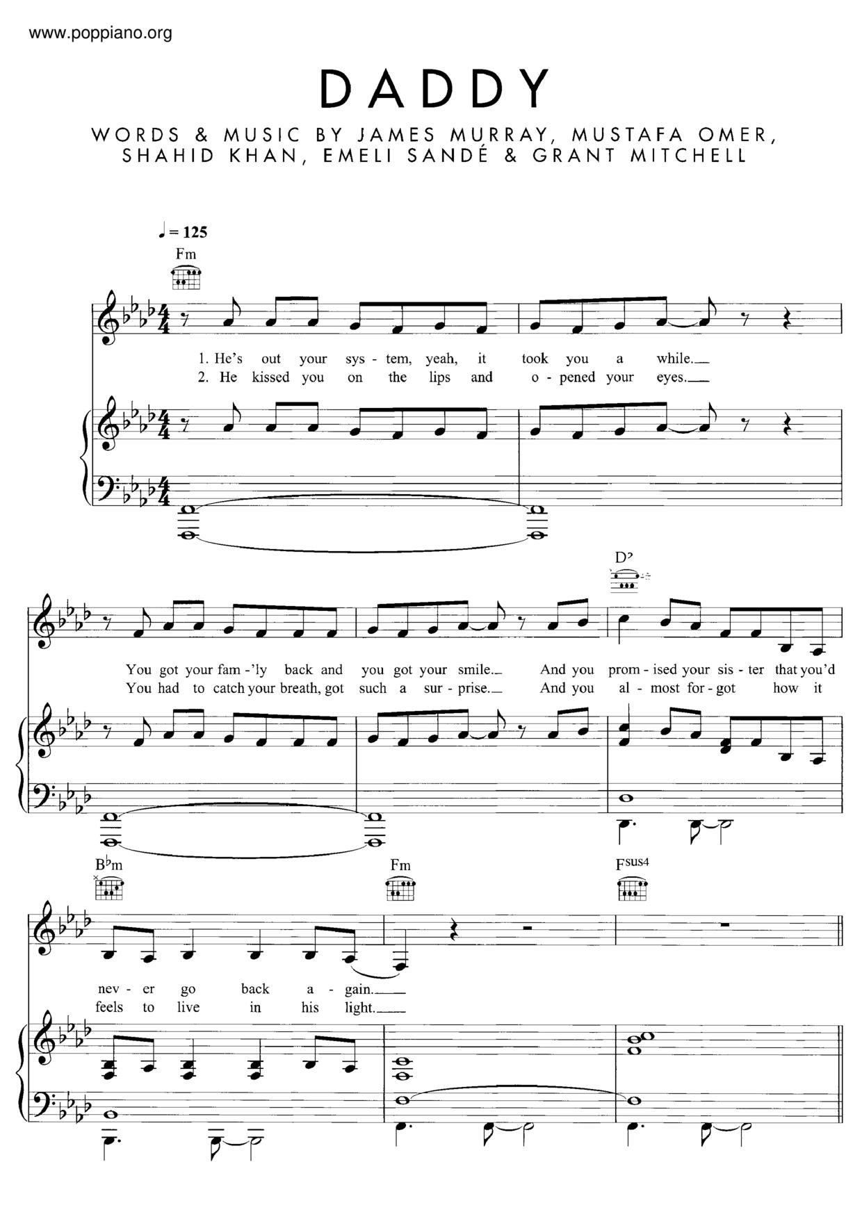 Daddy- PDF琴譜免費下載 | 香港流行鋼琴協會 ★