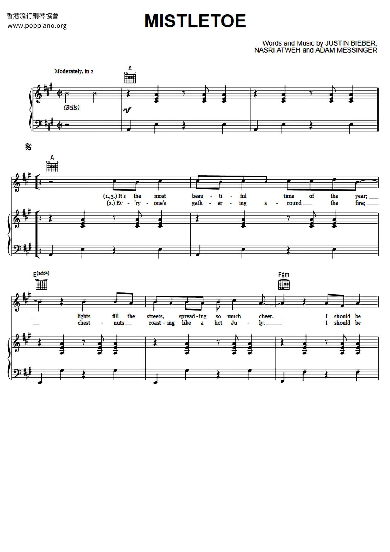 Mistletoe- PDF琴譜免費下載 | 香港流行鋼琴協會 ★