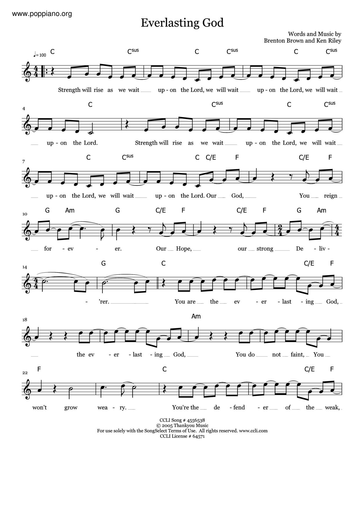 Everlasting God - Sheet Music / Piano Score Free PDF Download - HK Pop ...
