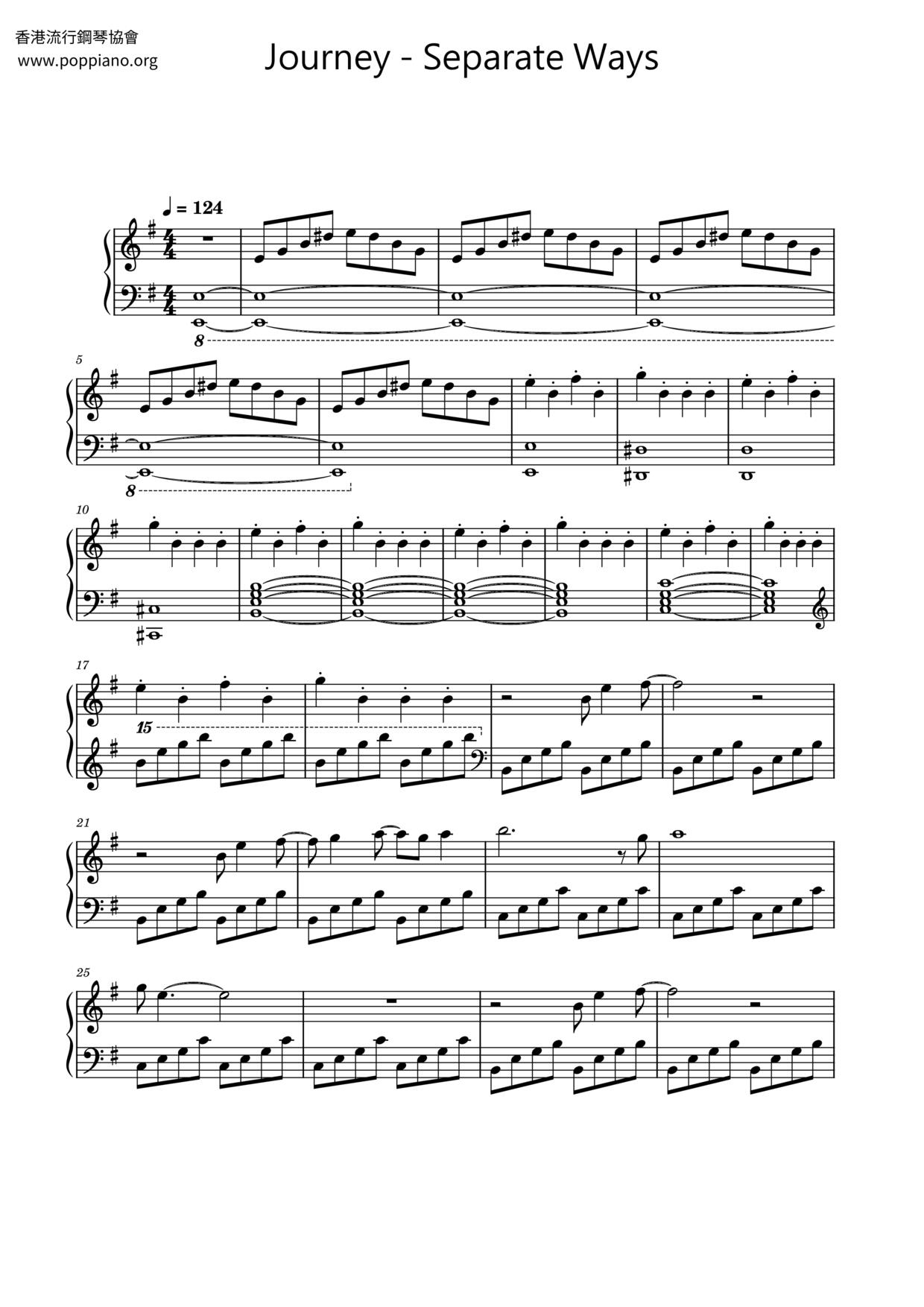 Journey-Separate Ways 琴譜pdf-香港流行鋼琴協會琴譜下載 ★