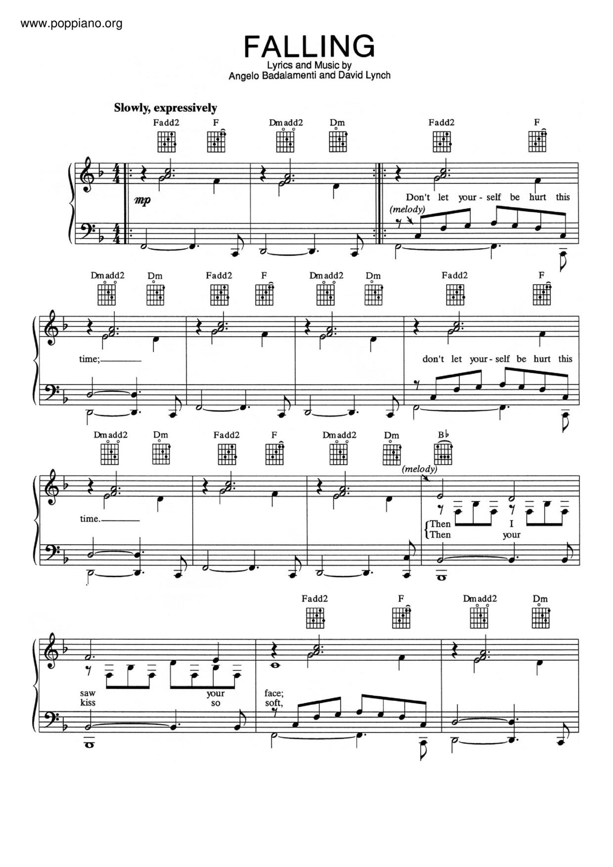 Falling | Sheet Music | Piano Score Free PDF Download | HK Pop Piano ...