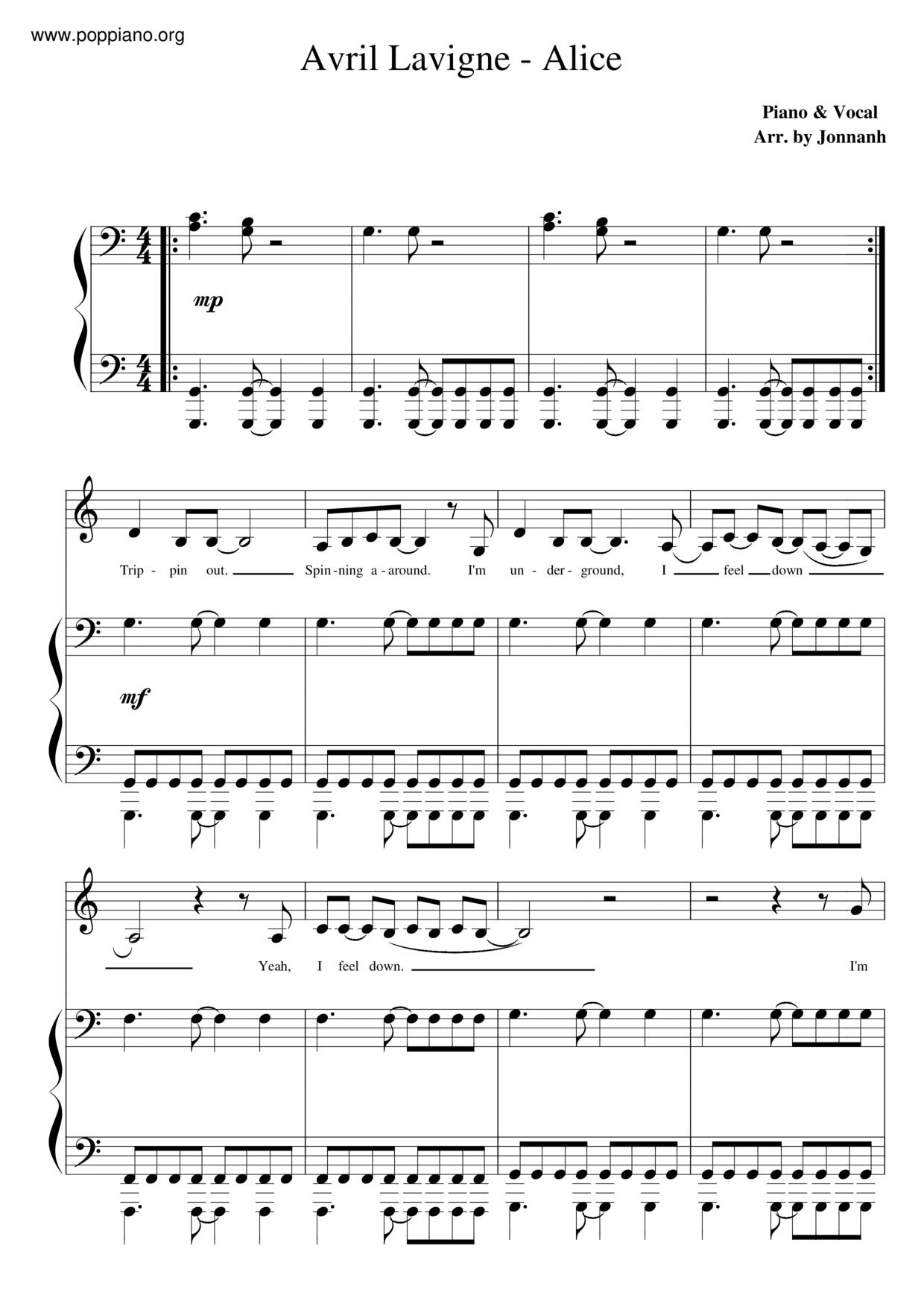 Alice | Sheet Music | Piano Score Free PDF Download | HK Pop Piano Academy