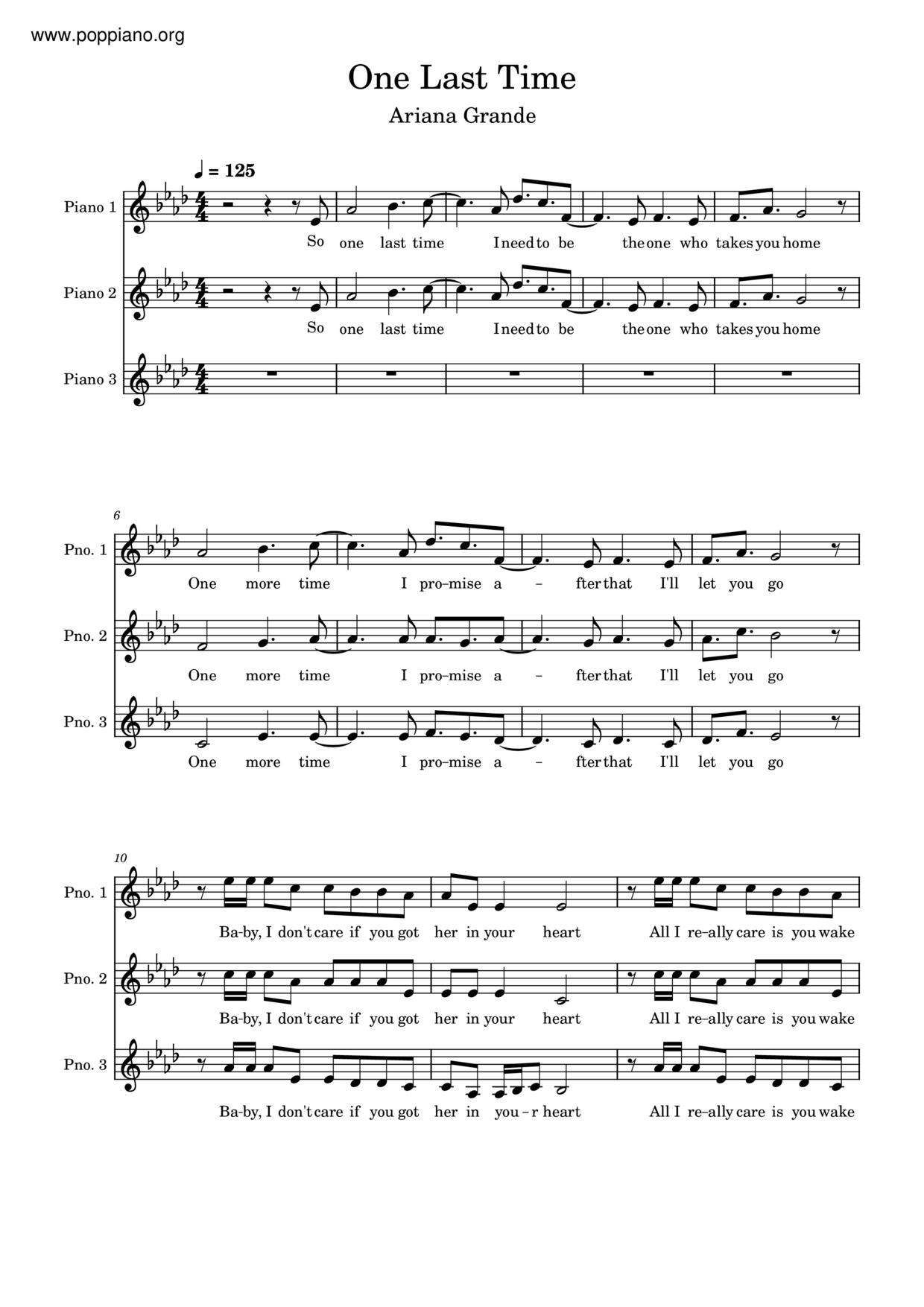 One Last Time | Sheet Music | Piano Score Free PDF Download | HK Pop ...