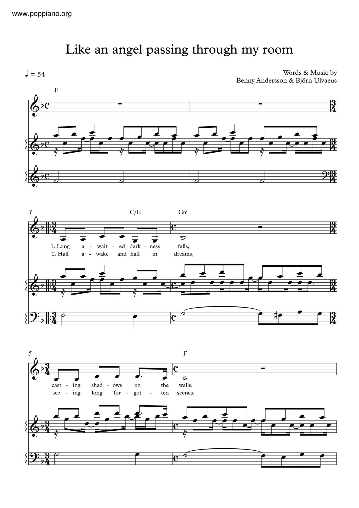 like an angel passing through my room- PDF琴譜免費下載 | 香港流行鋼琴協會 ★